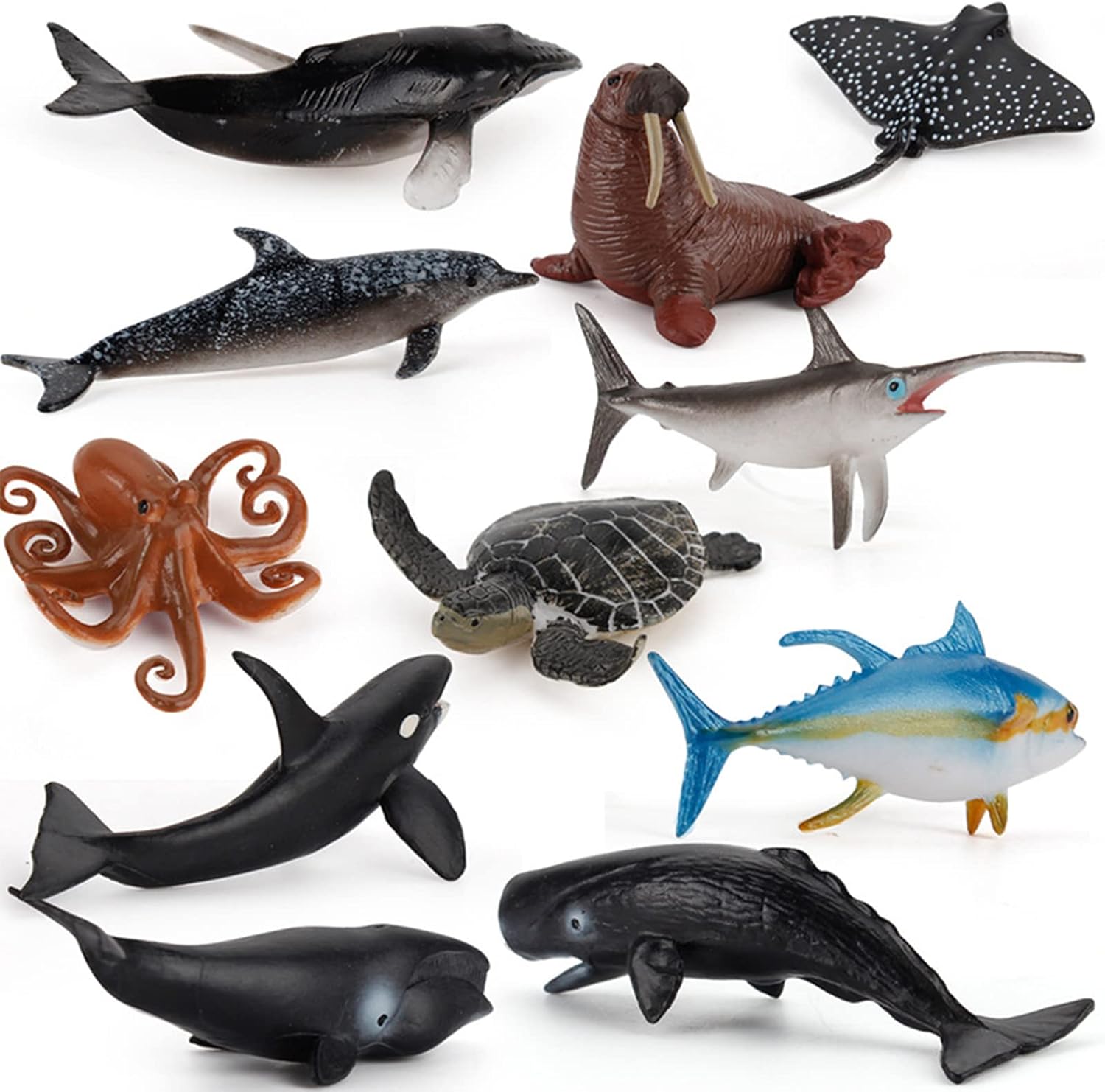 Bekecidi 12PCS Sea Animal Figures, Realistic Under The Sea Life Figure ...