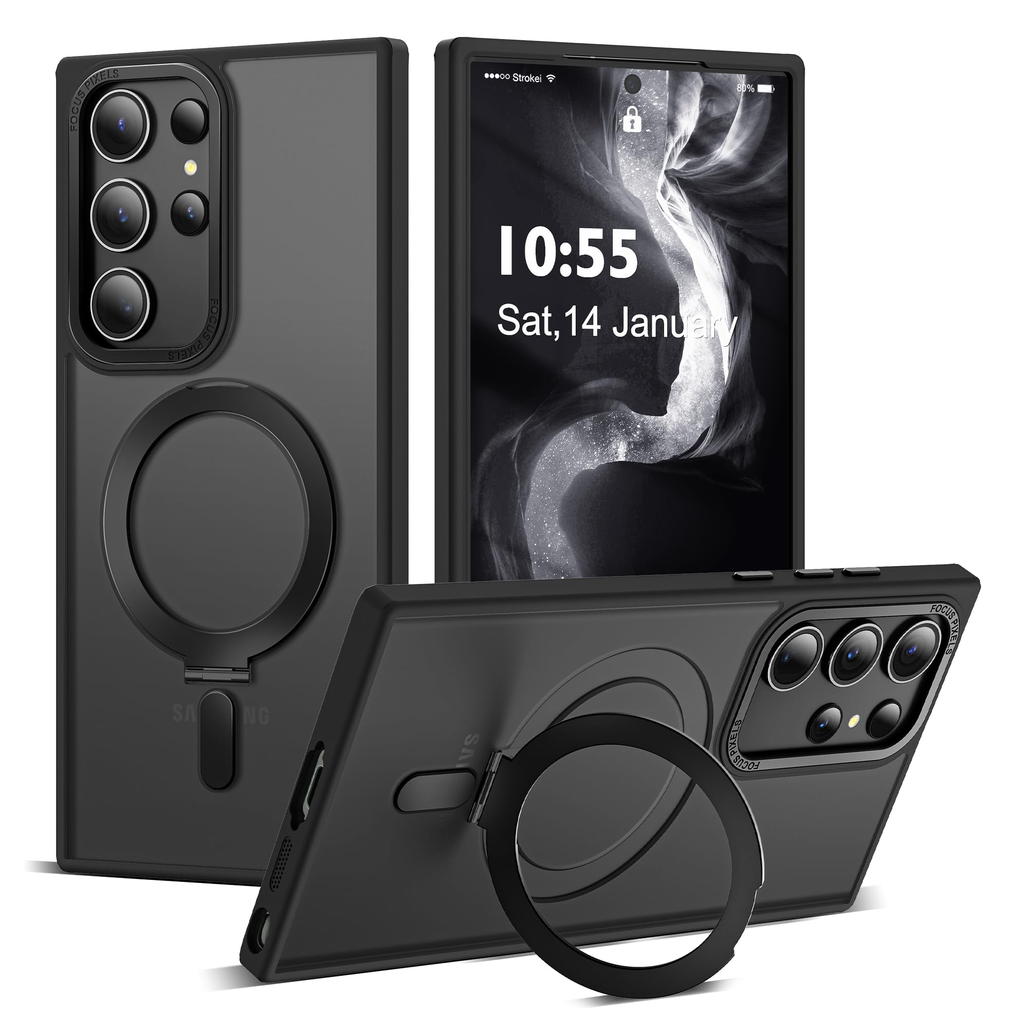 Amazon.com: SKYLMW for Samsung Galaxy S23 Ultra Case with Magnetic Invisible Ring Stand ...