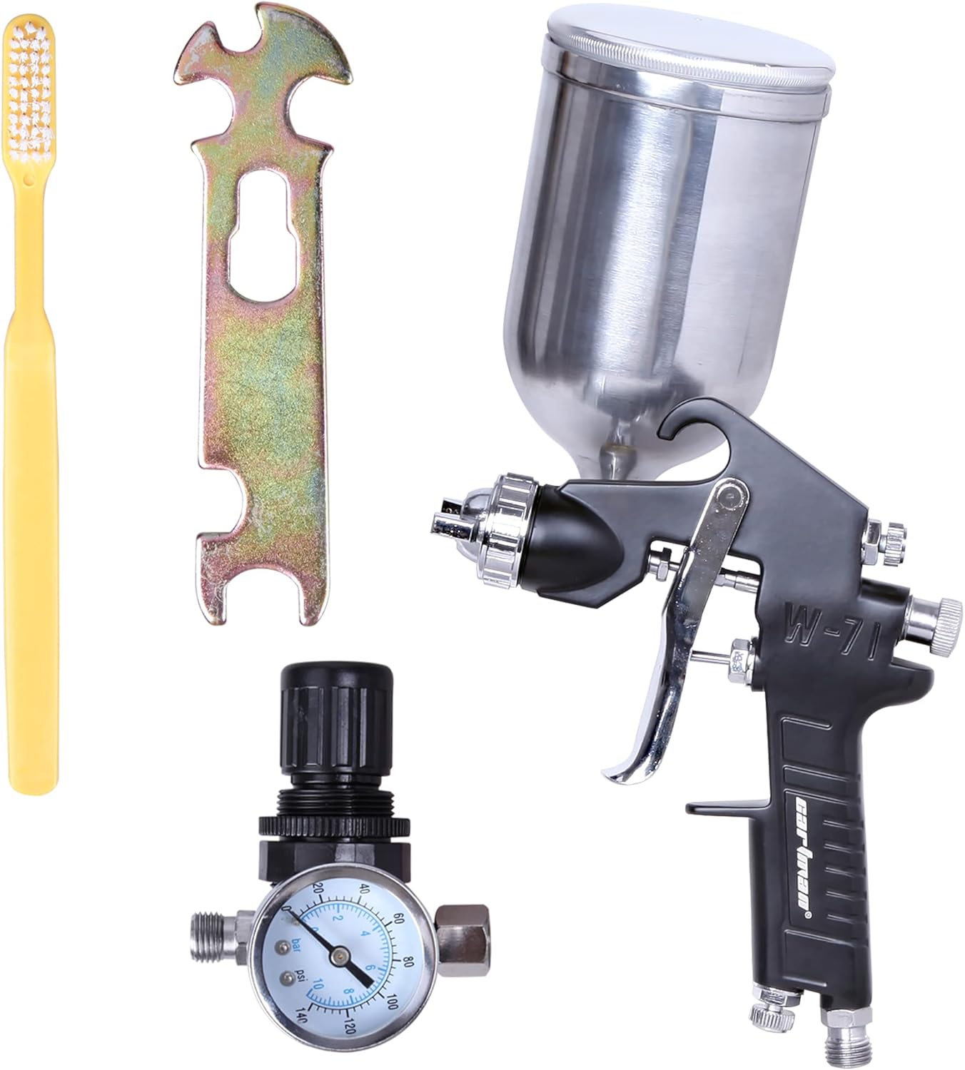 CARTMAN Professional HVLP Spray Gun W-71, Aluminum Cup 13.6 oz Capacity ...