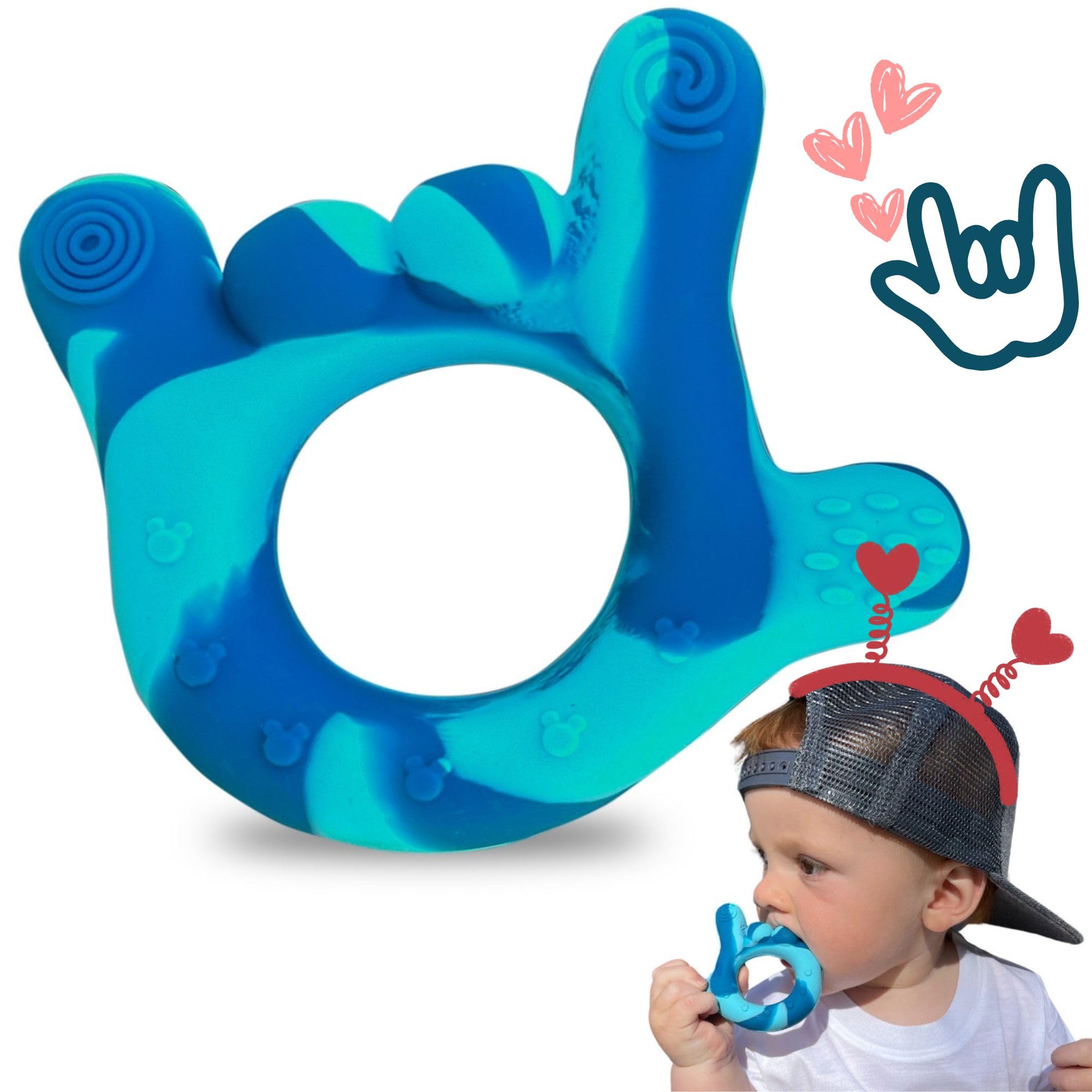 Amazon.com : I Love You Silicone Hand Teether, Teethers for Babies 3-6 ...