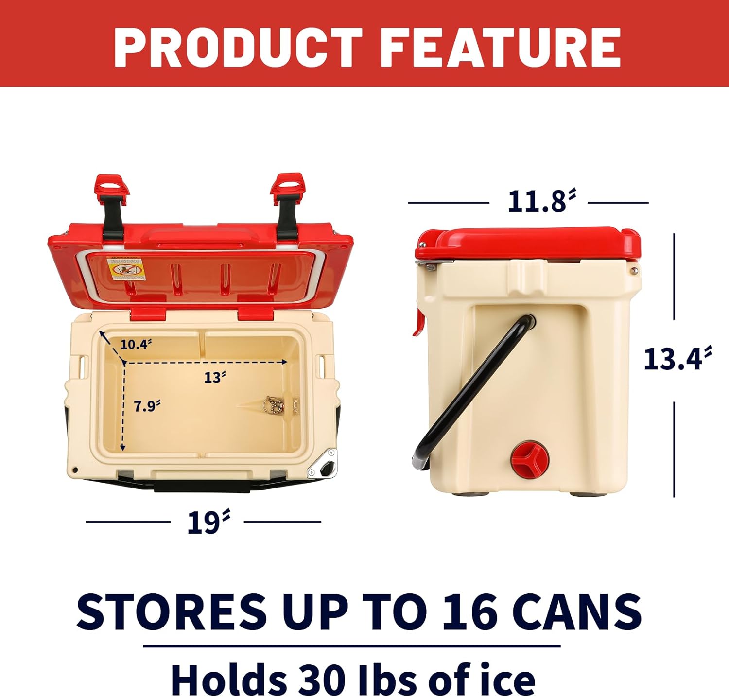 EchoSmile Insulated Portable Cooler 12-30 Qt, Rotomolded Cooler with ...