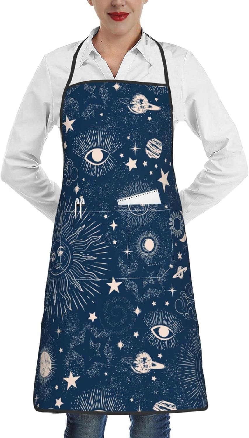 Amazon.com: Space Galaxy Constellation Cooking Aprons For Women With ...