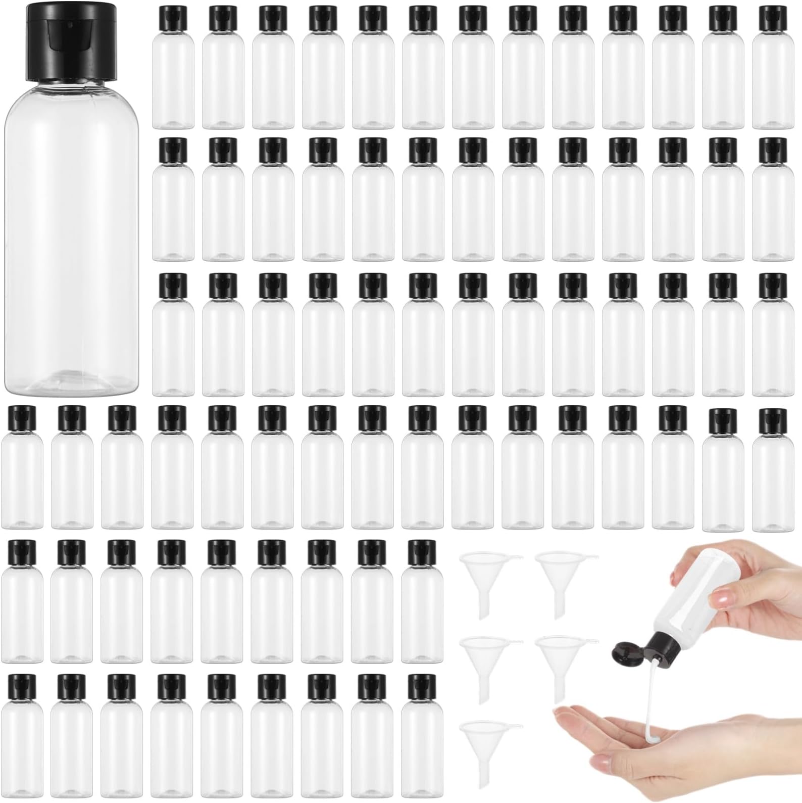 Amazon.com: Mifoci 100 Pcs Small Plastic Bottles with Caps 2 oz Clear ...