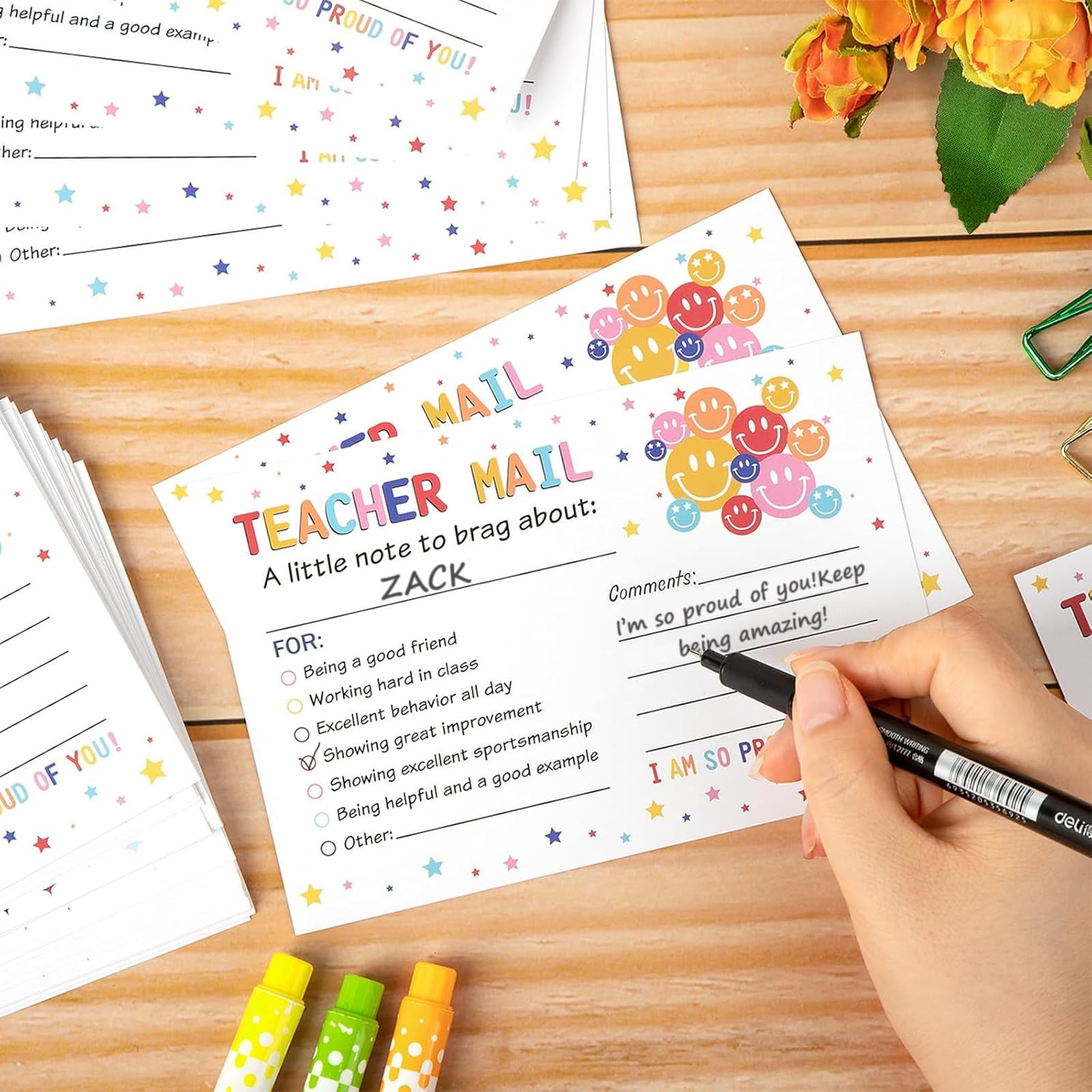 Motivational Cards Rainbow Teacher Mail Postcards, Pack Of 50 ...