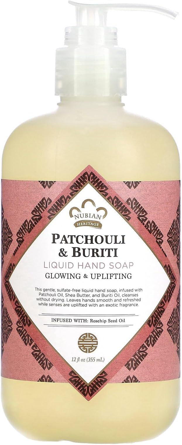 Amazon.com : NUBIAN HERITAGE Patchouli and Buriti Liquid Hand Soap, 12 ...