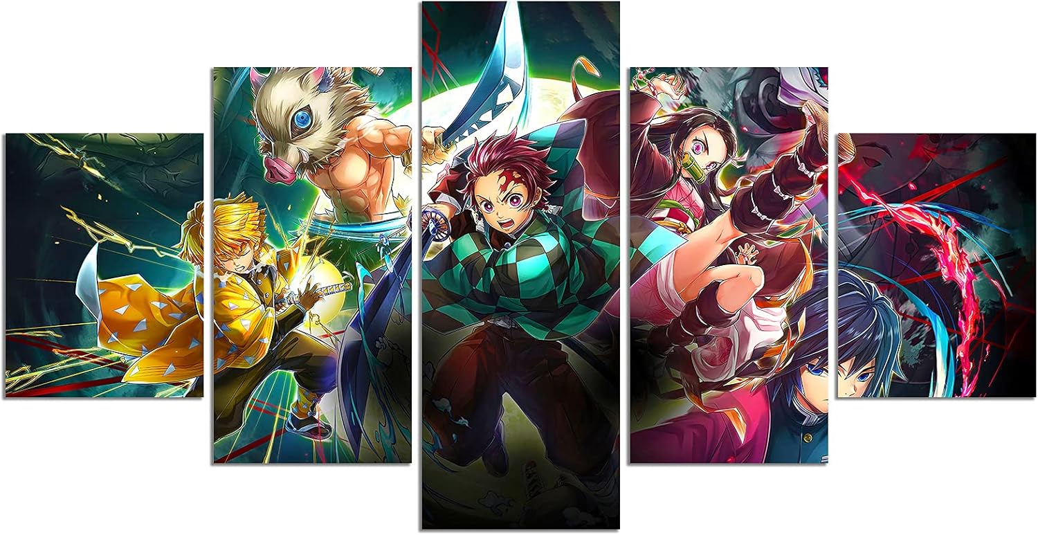 Amazon.com: KAIWALK Anime Poster Tanjiro Nezuko Zenitsu Inosuke Print ...