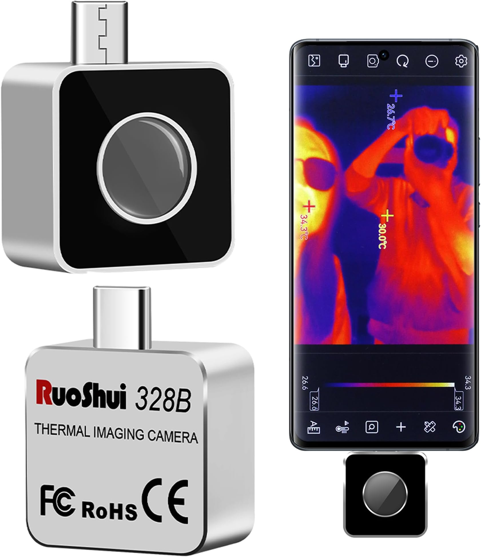 Amazon.com: RuoShui Thermal Imaging Camera Android, 256 x192 IR ...