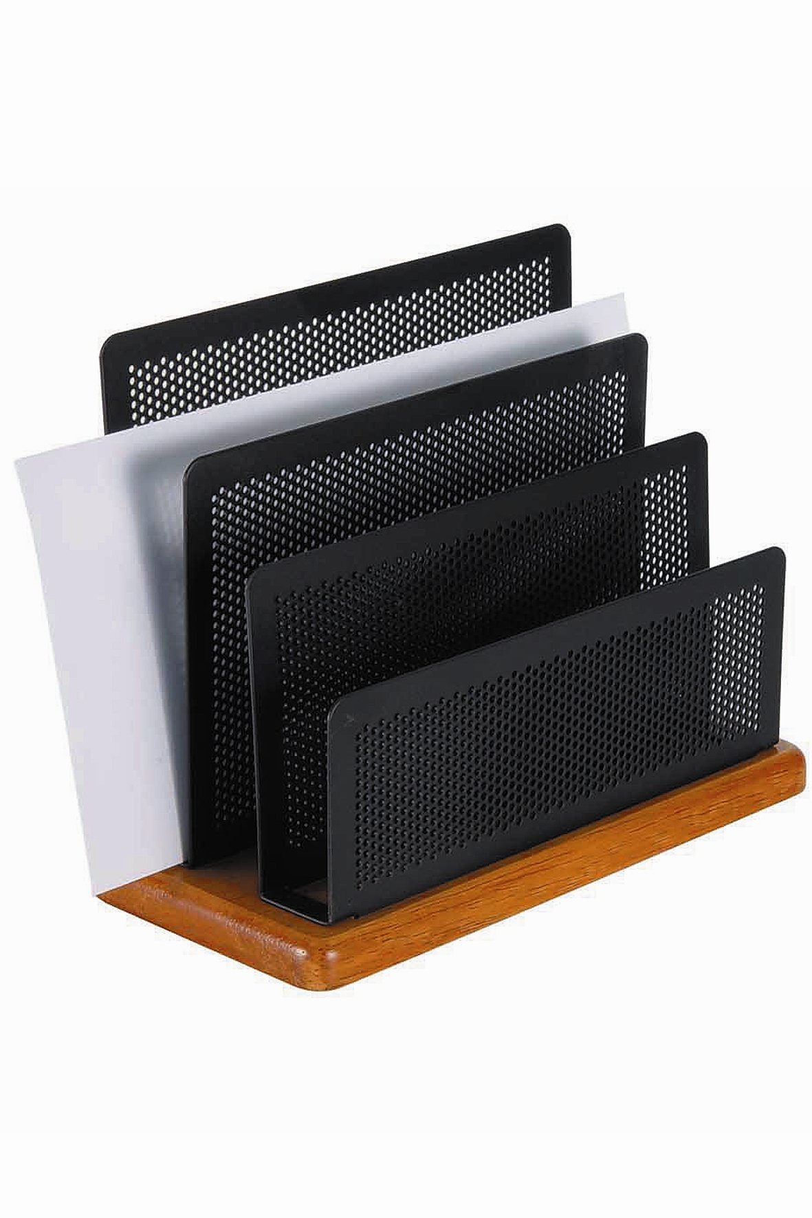 Amazon.com: Rolodex Punched Metal and Wood Mini Desk Sorter, Black and ...