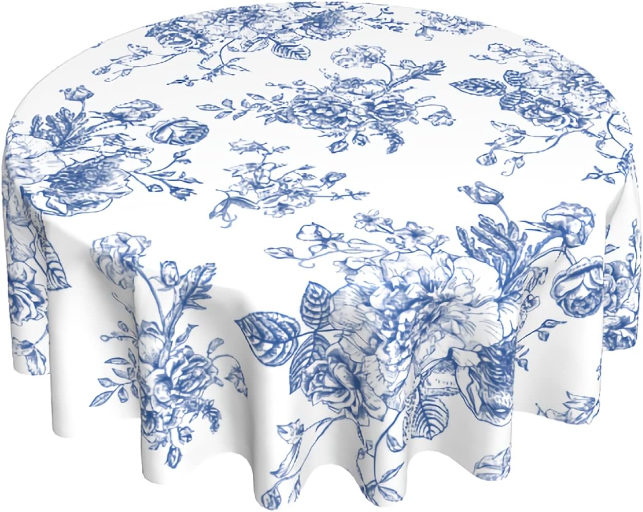 Amazon.com: Tableclothsfactory 120" White Blue Chinoiserie Floral Print ...