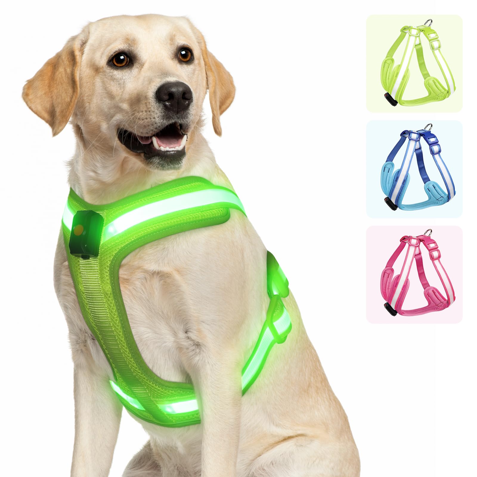 Amazon.com : PZRLit Light Up Dog Harness - LED Dog Harness Rechargeable ...