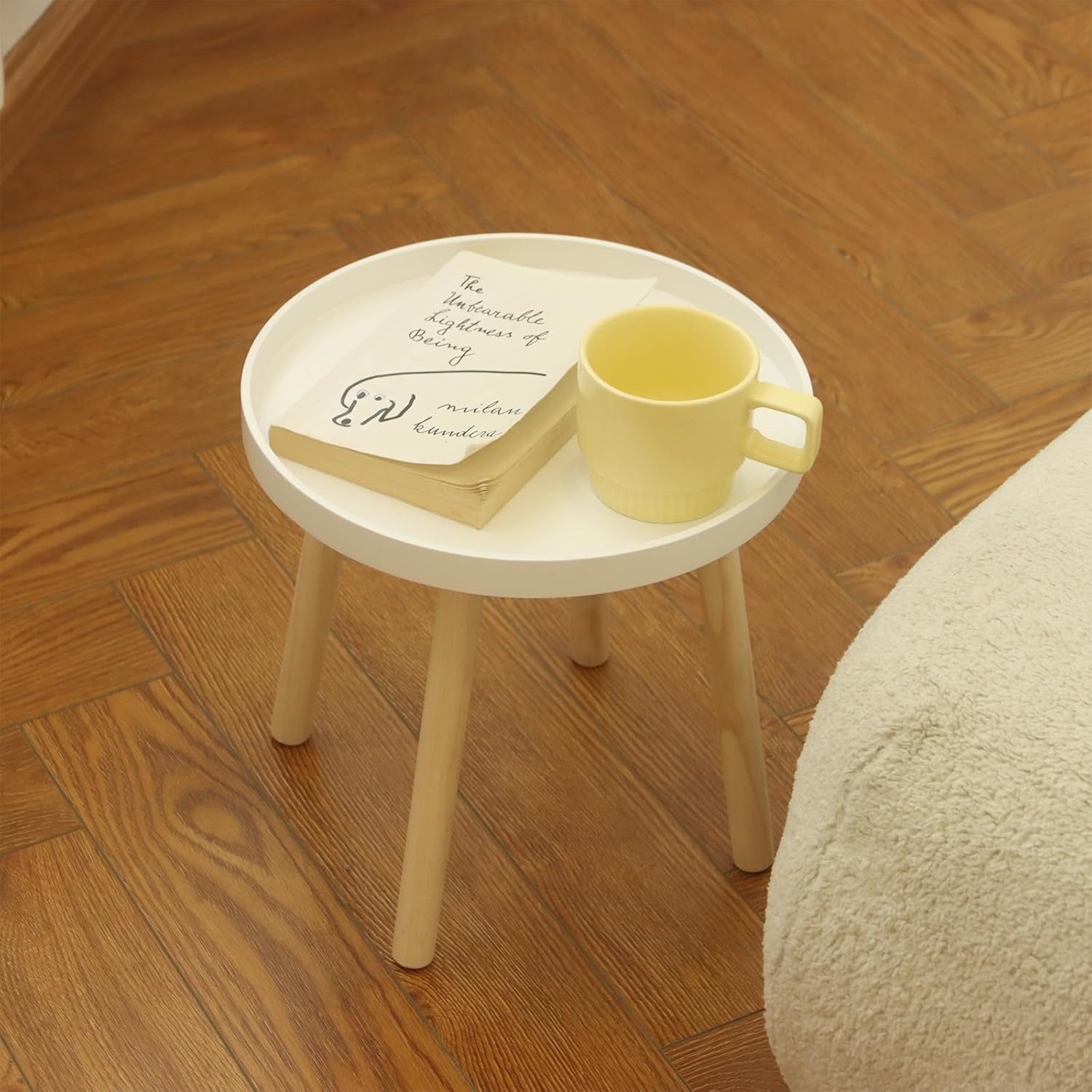 Amazon.com: AWASEN Round Side Table, Round White Accent Modern Home ...