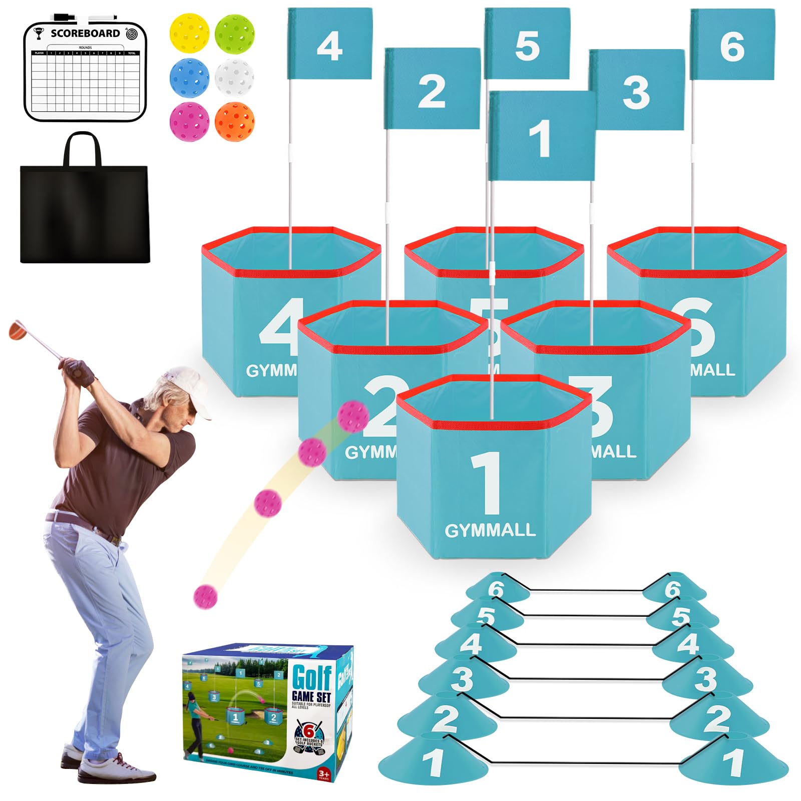 Amazon.com: GYMMALL Golf Bucket Yard Game, Backyard Golf Set for Kids ...