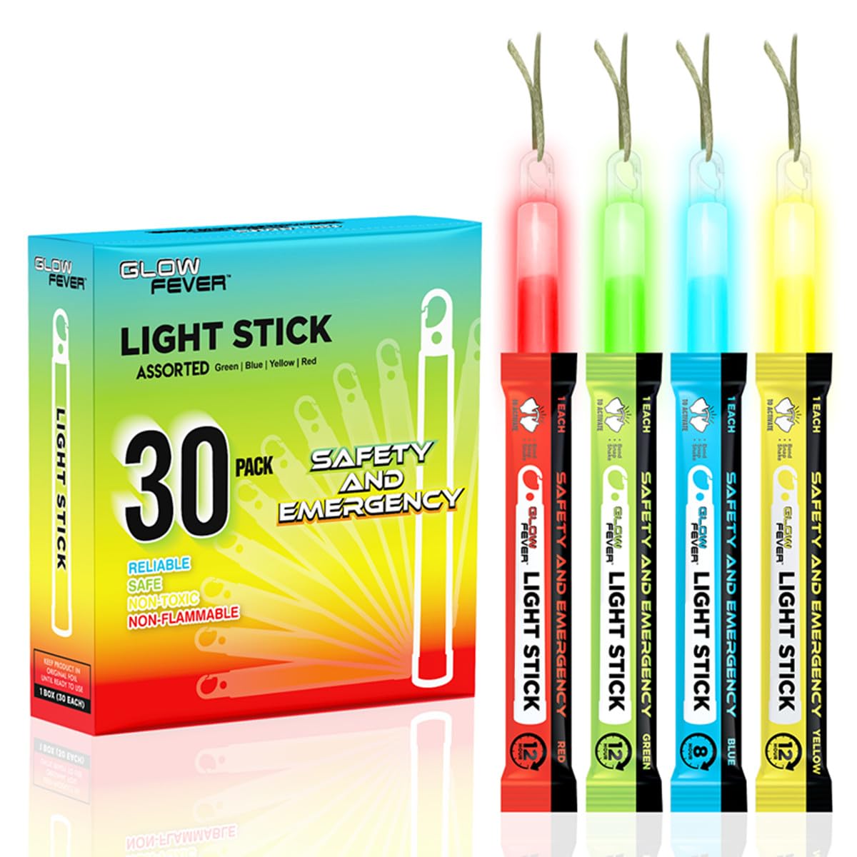 Glow Fever Glow Sticks Bulk, Emergency Safety Military 6'' Lightsticks ...