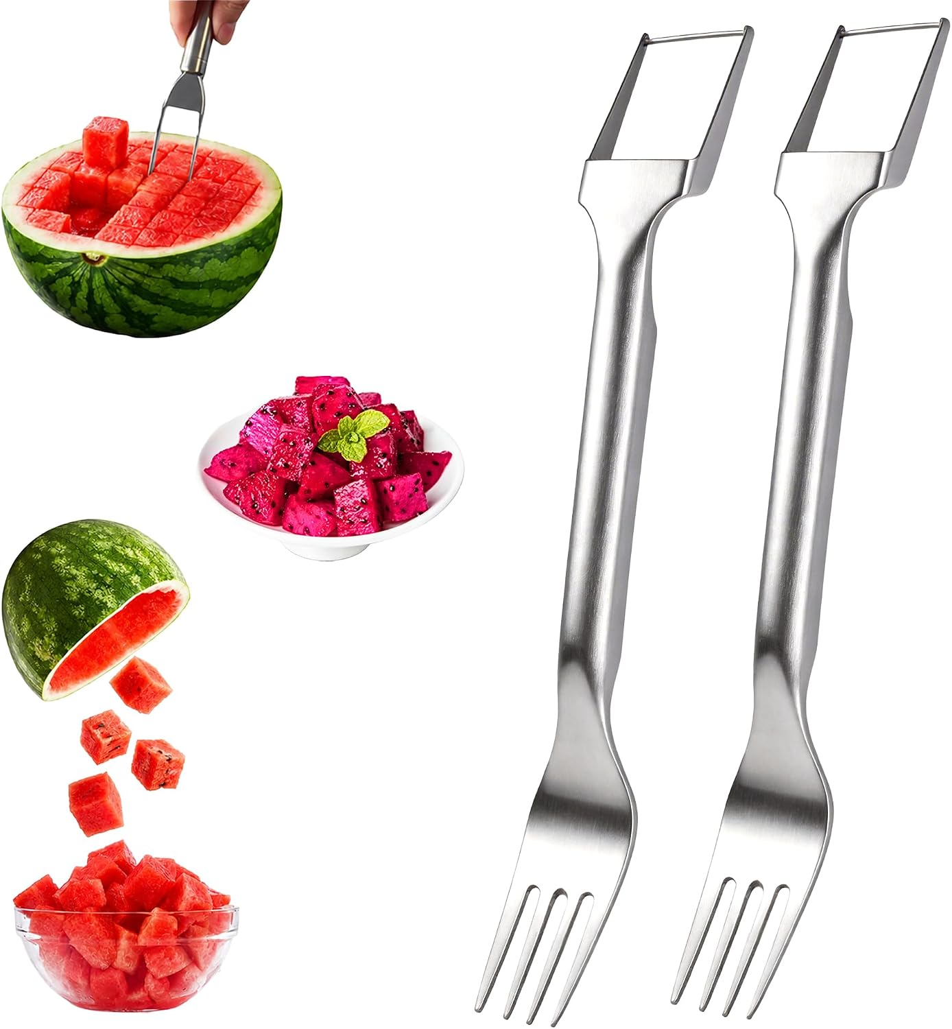 Amazon.com: Watermelon Cutter, 2-in-1 Stainless Steel Fruit Cutter ...