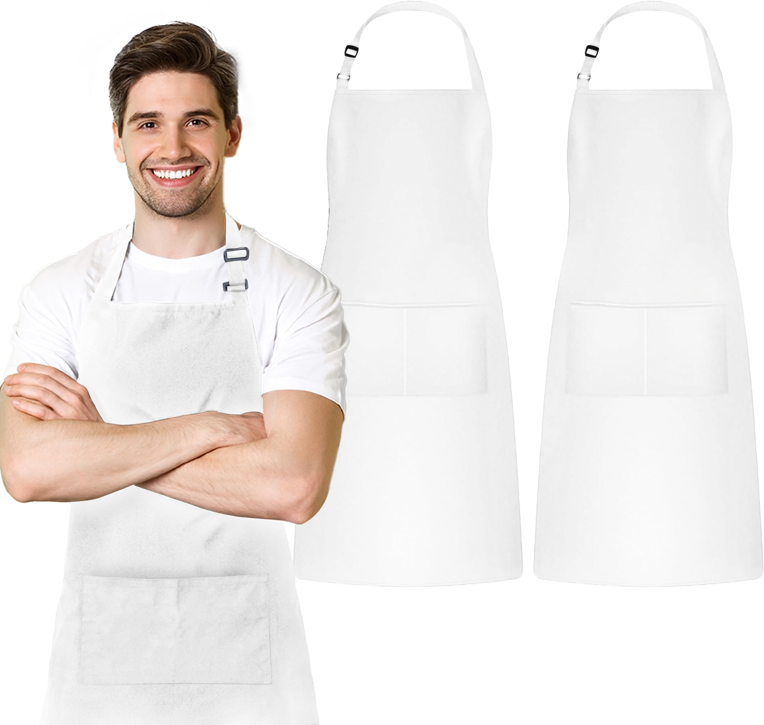 Amazon.com: GREEN LIFESTYLE 12 Pack Bib Apron - Unisex White Aprons ...
