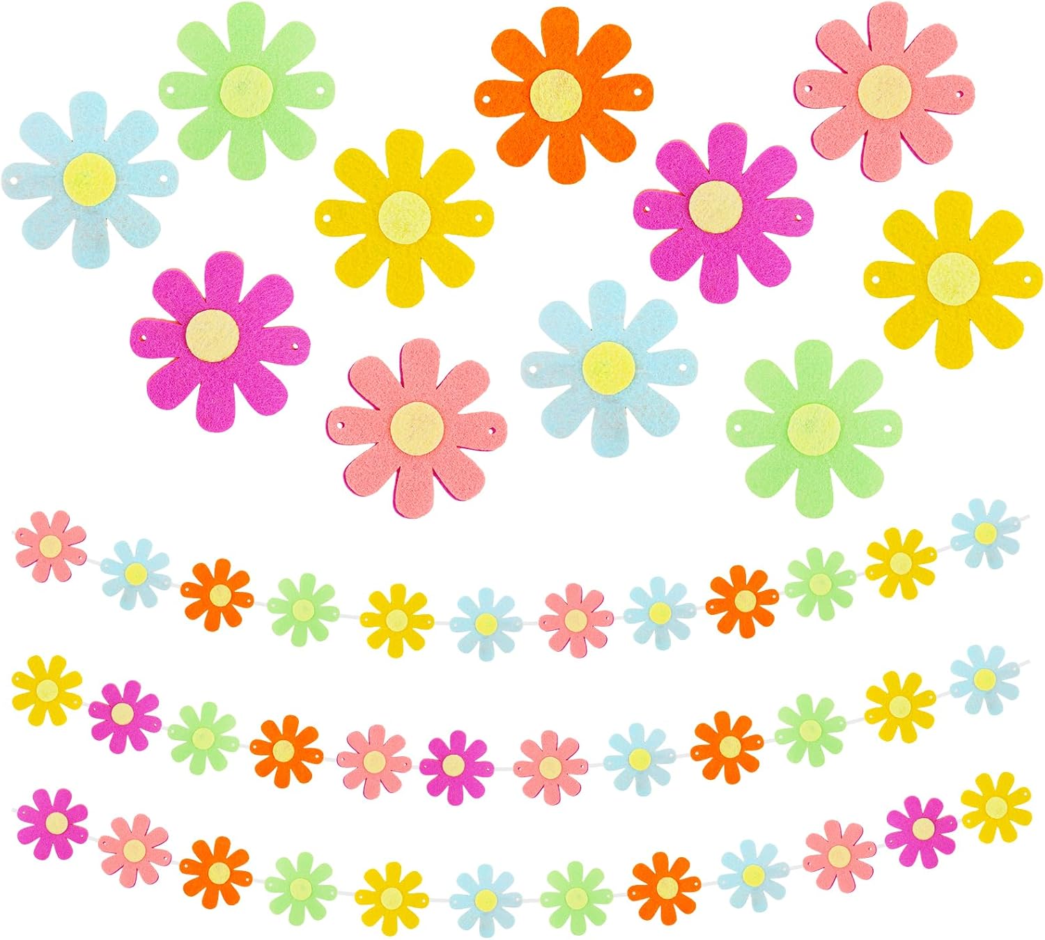 Prasacco Daisy Groovy Party Banners Felt Daisy Garland Kit Daisy Groovy ...