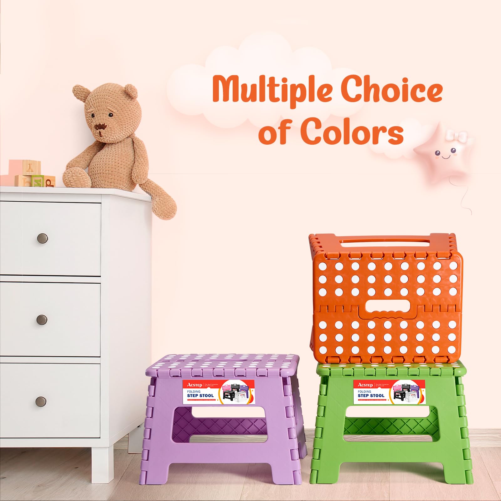 Snapklik.com : ACSTEP 9 Inch Folding Step Stool 300 LB Capacity Plastic ...