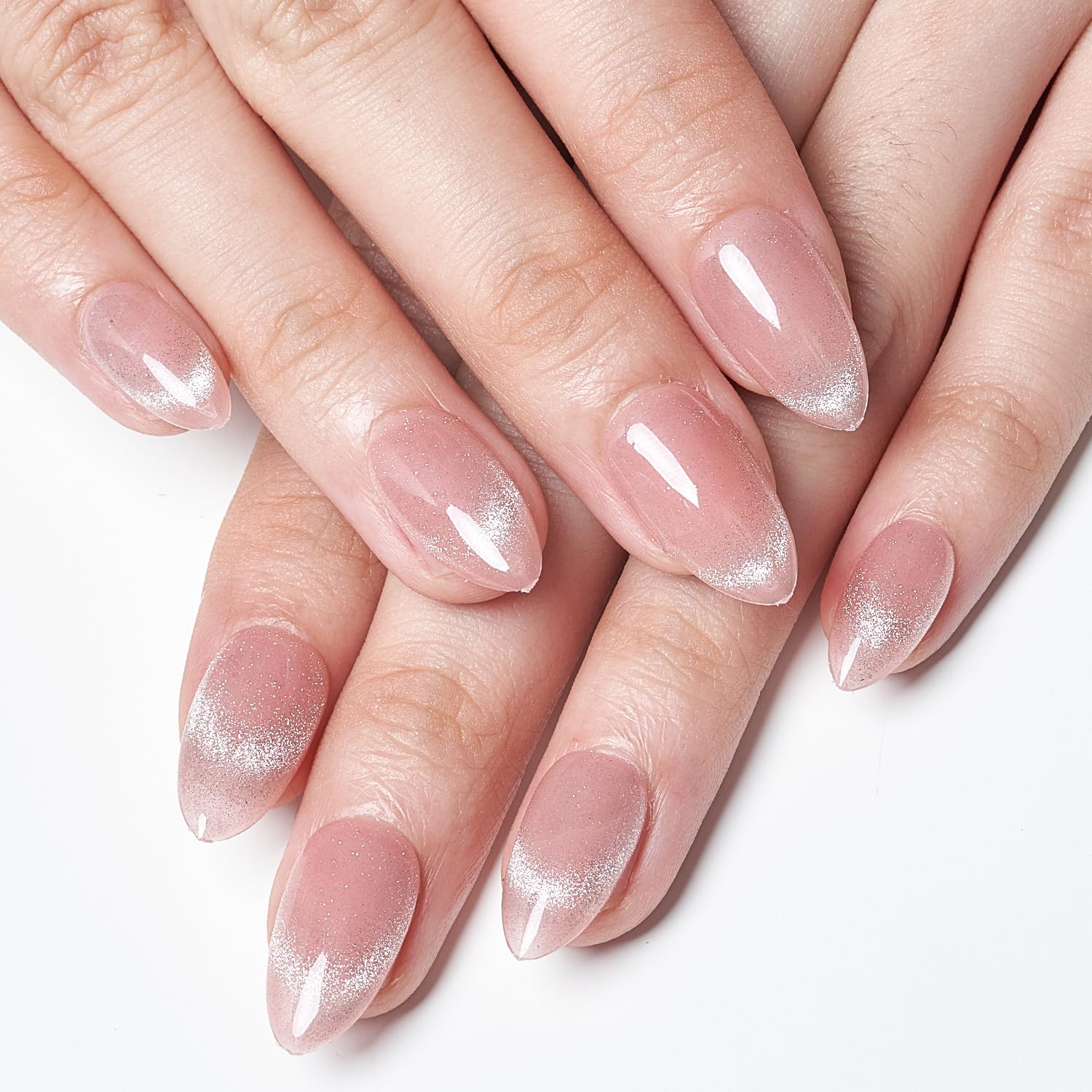 Amazon.com: GLAMERMAID French Tip Magnet Cat Eyes Press on Nails Short ...