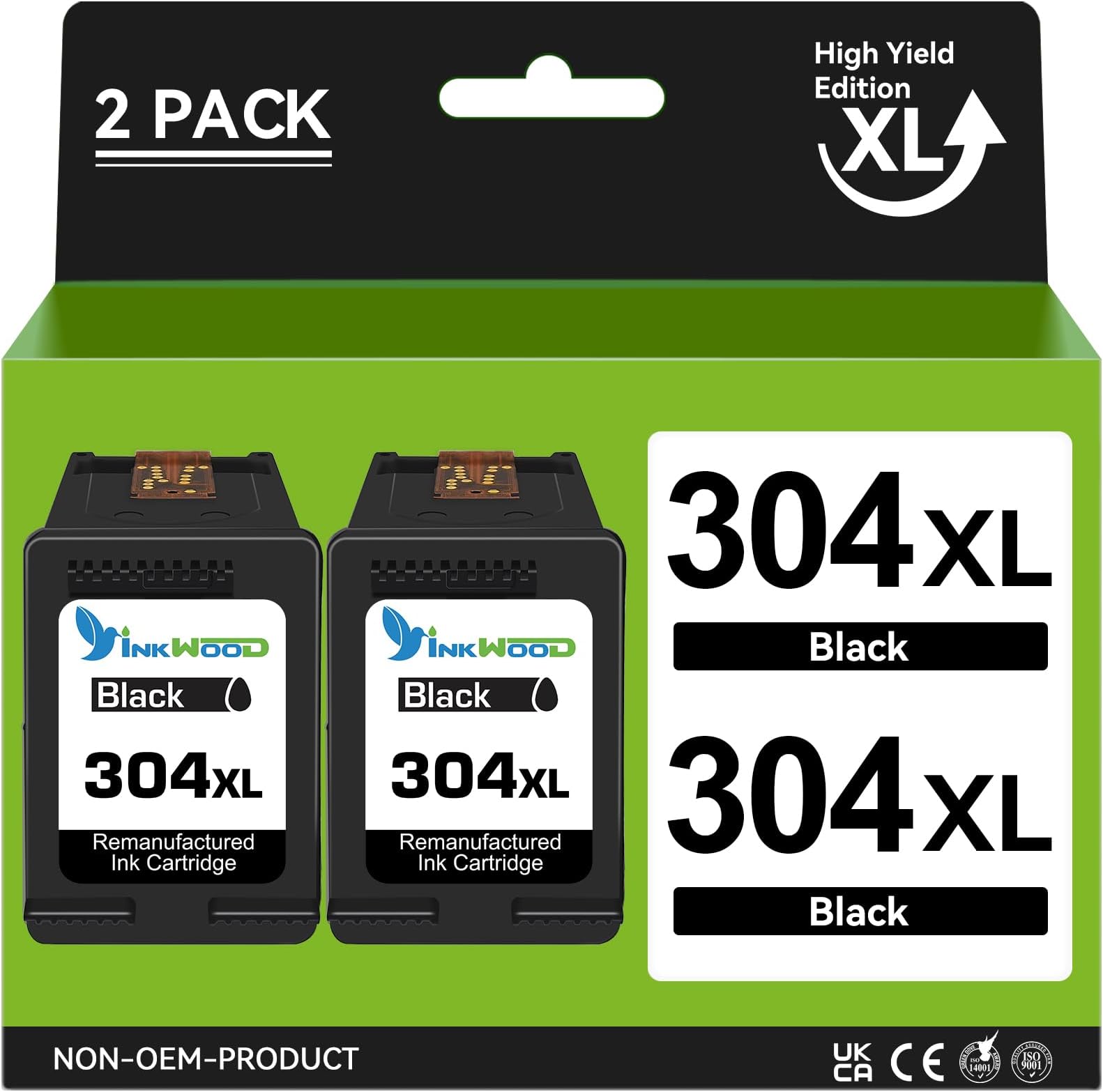 Inkwood 304XL Black Ink Cartridges,Replacement for HP 304 XL Printer ...