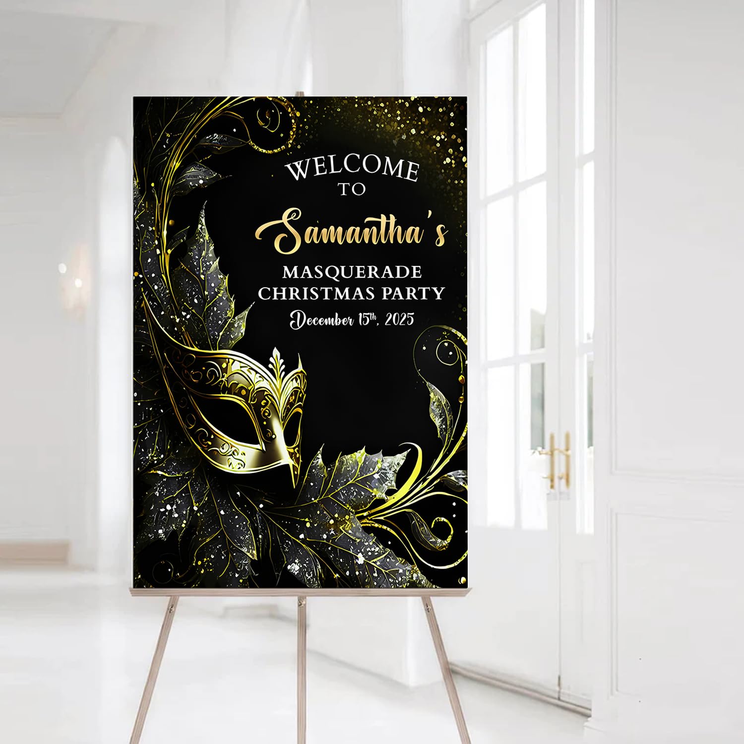 Amazon.com : Editable Christmas Welcome Sign With Masquerade Mask ...