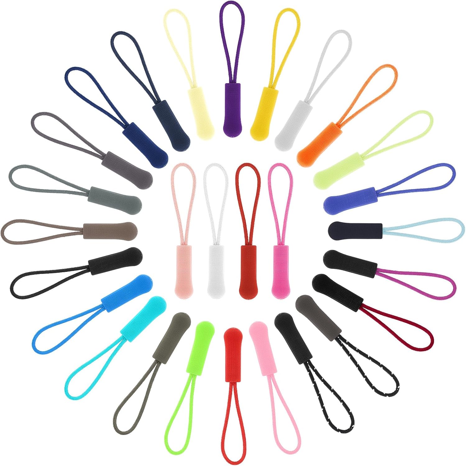 Amazon.com: COMNICO 56pcs Zipper Pulls 28 Colors Nylon Cord Zipper Tab ...
