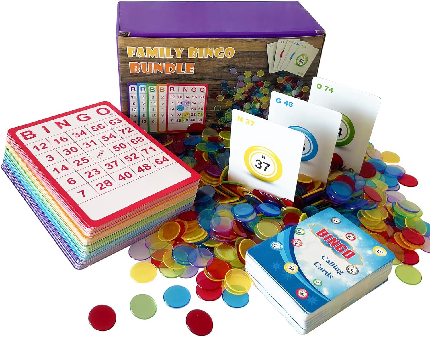 Amazon.com: Yuanhe Complete Bingo Game Set with 100 Bingo Cards,1000 ...