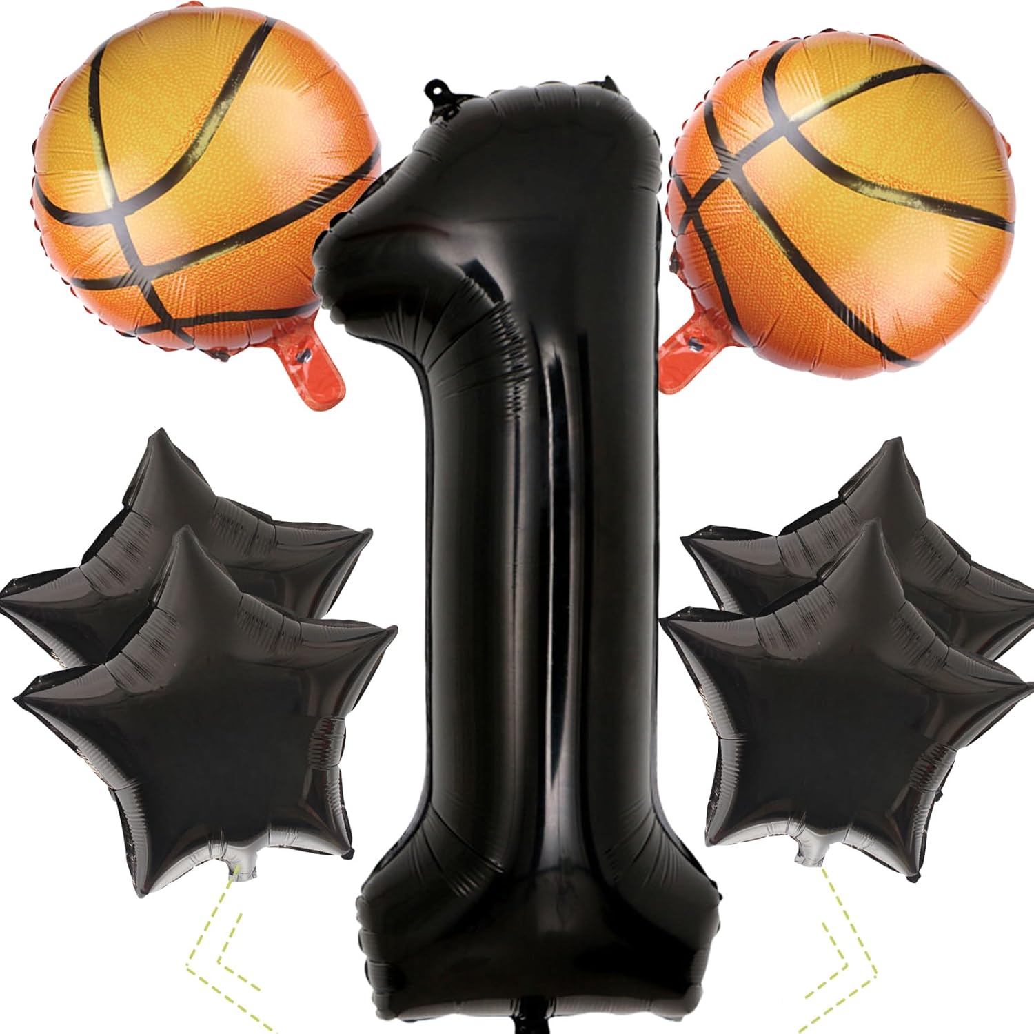Amazon.com: 40-Inch Basketball Number 1 Balloons Set — Black Number ...