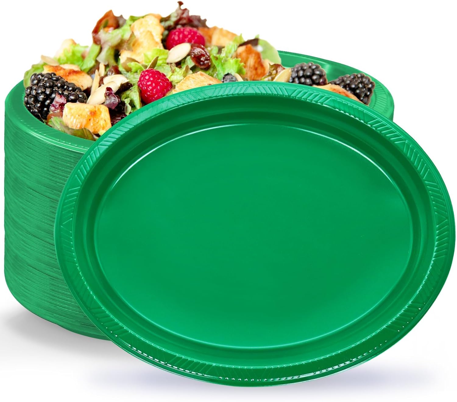 Amazon.com: BONSINY 50 Count Green Plates Disposable 12" x 10" - Oval ...