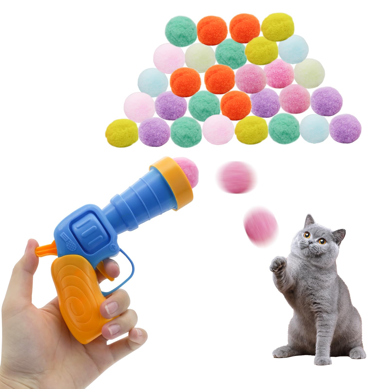 Amazon.com : Andiker Cat Toy Balls Set, 30pcs Plush Cat Pom Pom Balls ...