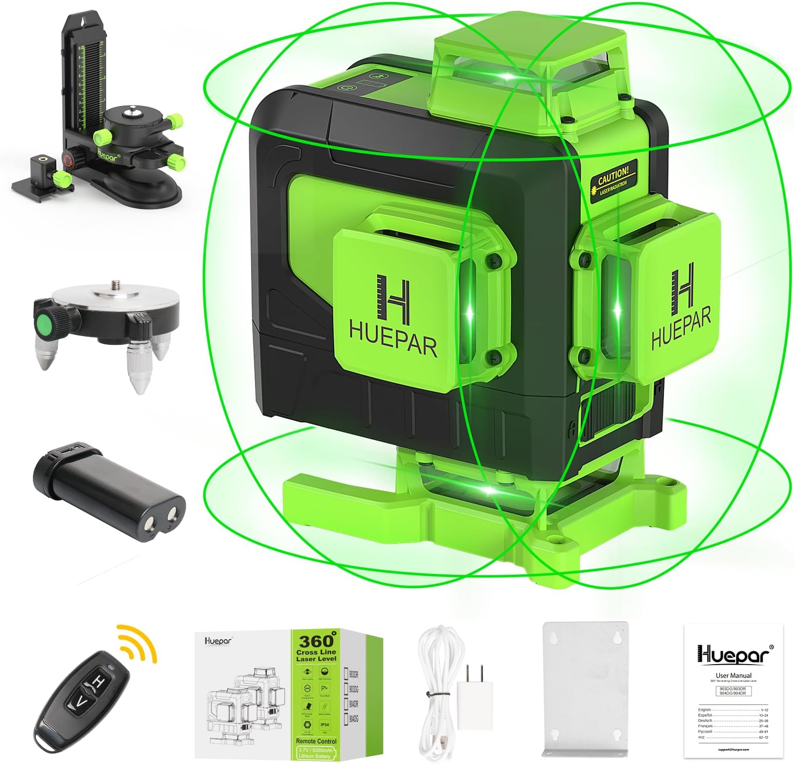 Amazon.com: Huepar Professional 4D Laser Level 360° Self Leveling and ...