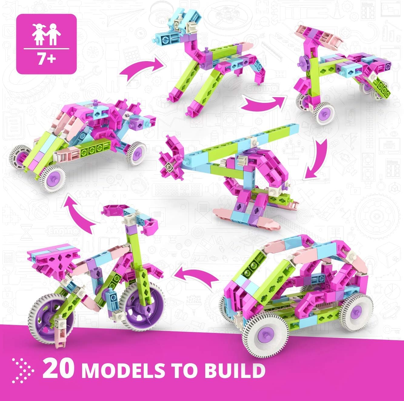 Snapklik.com : Maker Girl, 20-Model Set, Engineering Kit For Girls 7 ...