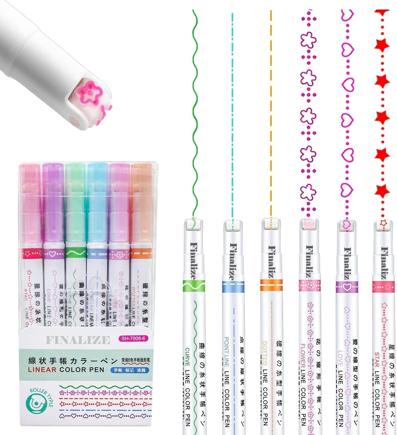 Finalize Curve Highlighter Pen Set, Linear Roller Color Pens ,Dual Tip ...