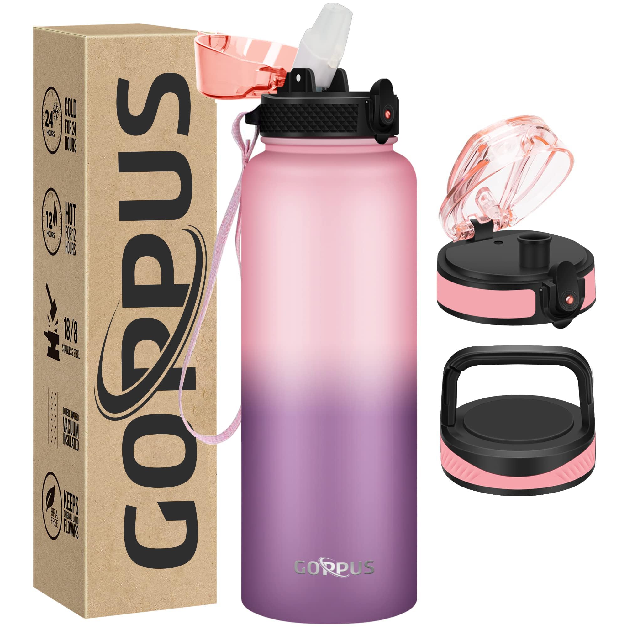 Snapklik.com : GOPPUS 40 Oz Insulated Water Bottle