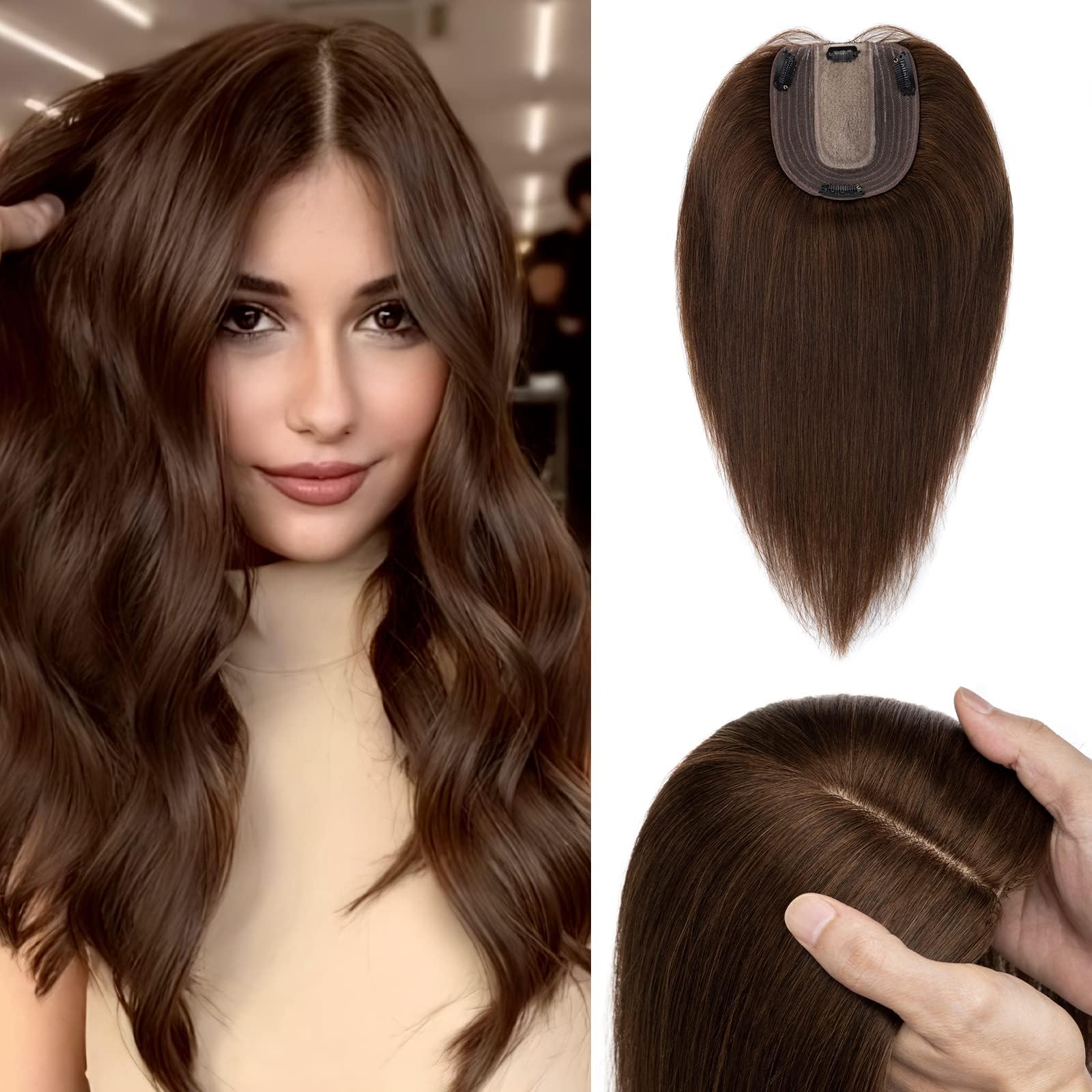 Amazon.com : Getshow Human Hair Toppers For Women, 100% Remy With Bangs ...