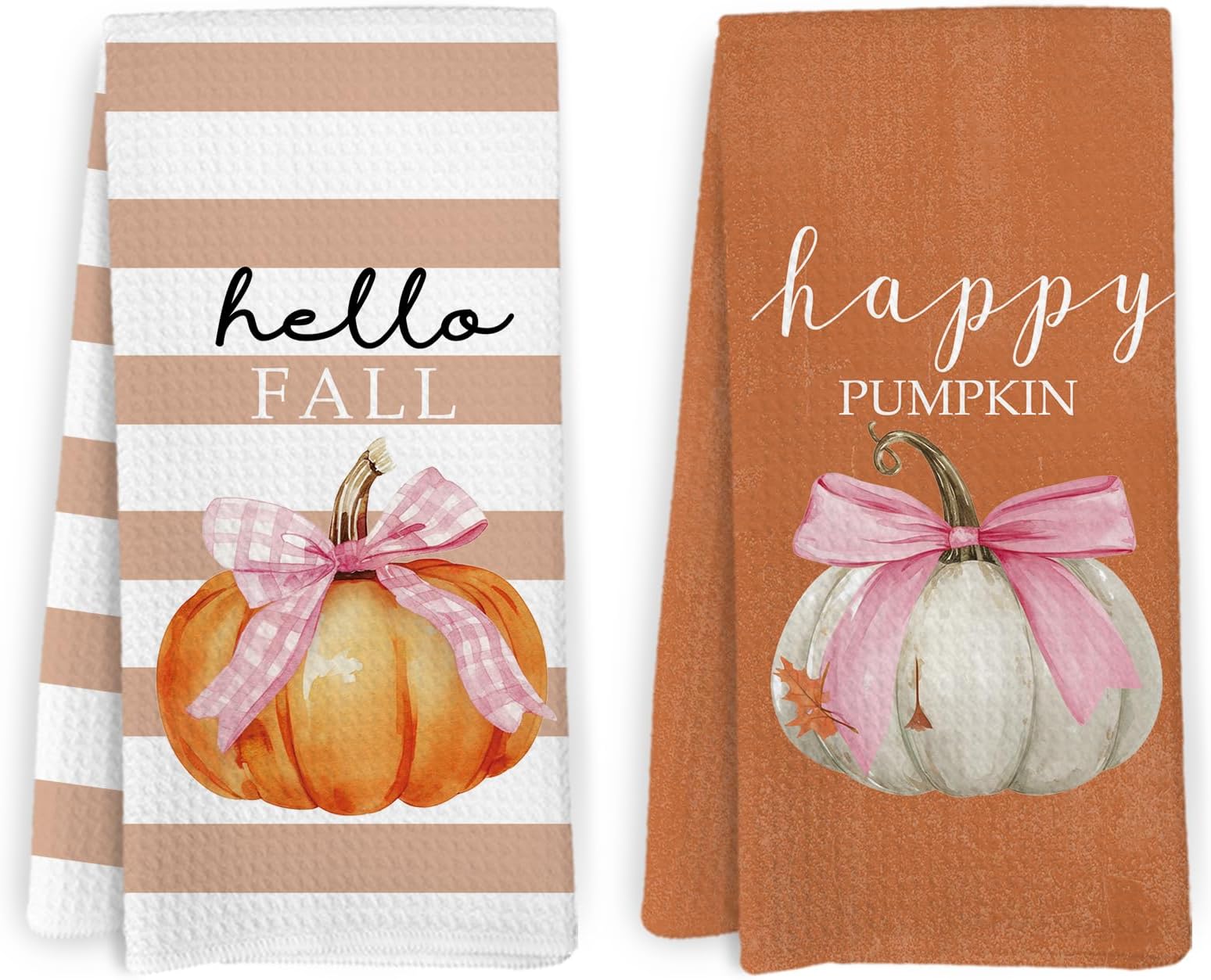 Amazon.com: Yorhifa Hello Pumpkin Kitchen Towels Set of 2, Fall Hand ...