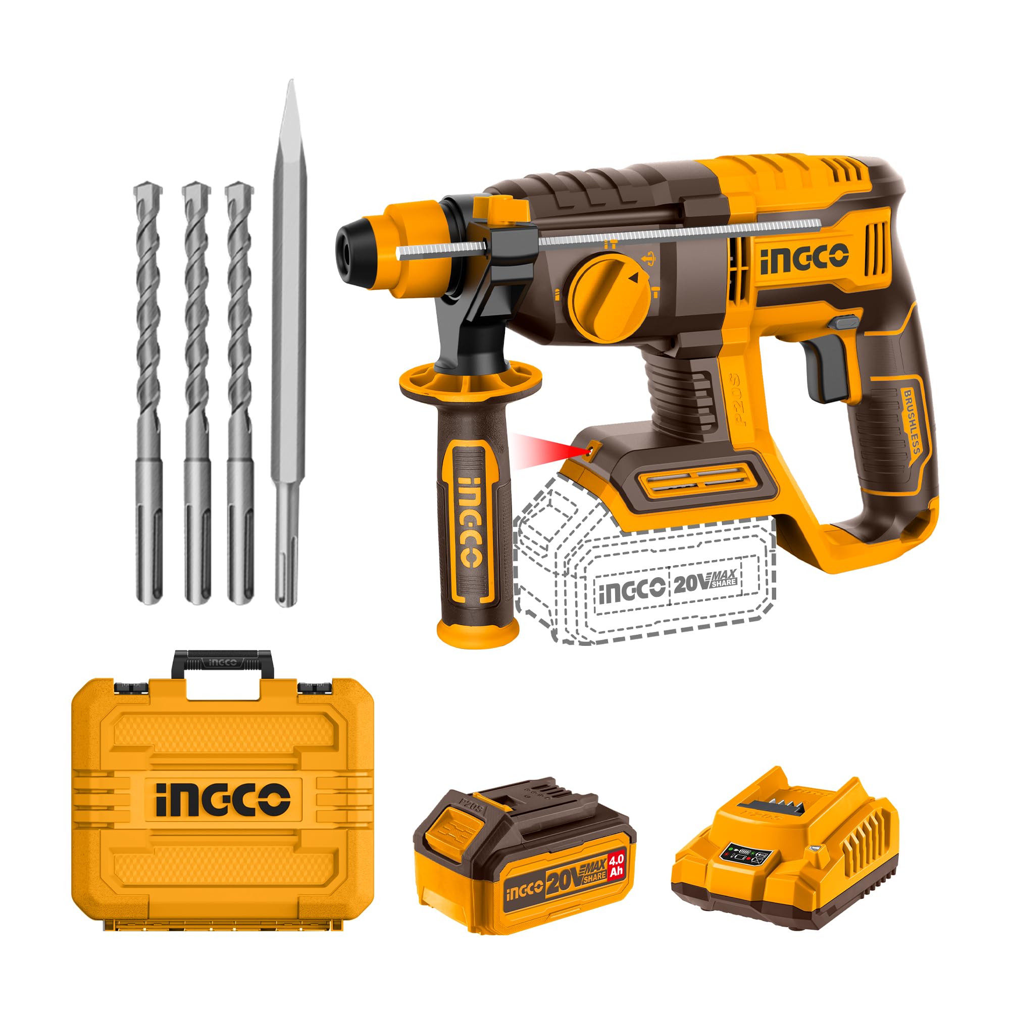 Ingco Cordless Hammer Drill Machine With Larger Battery And Charger ...