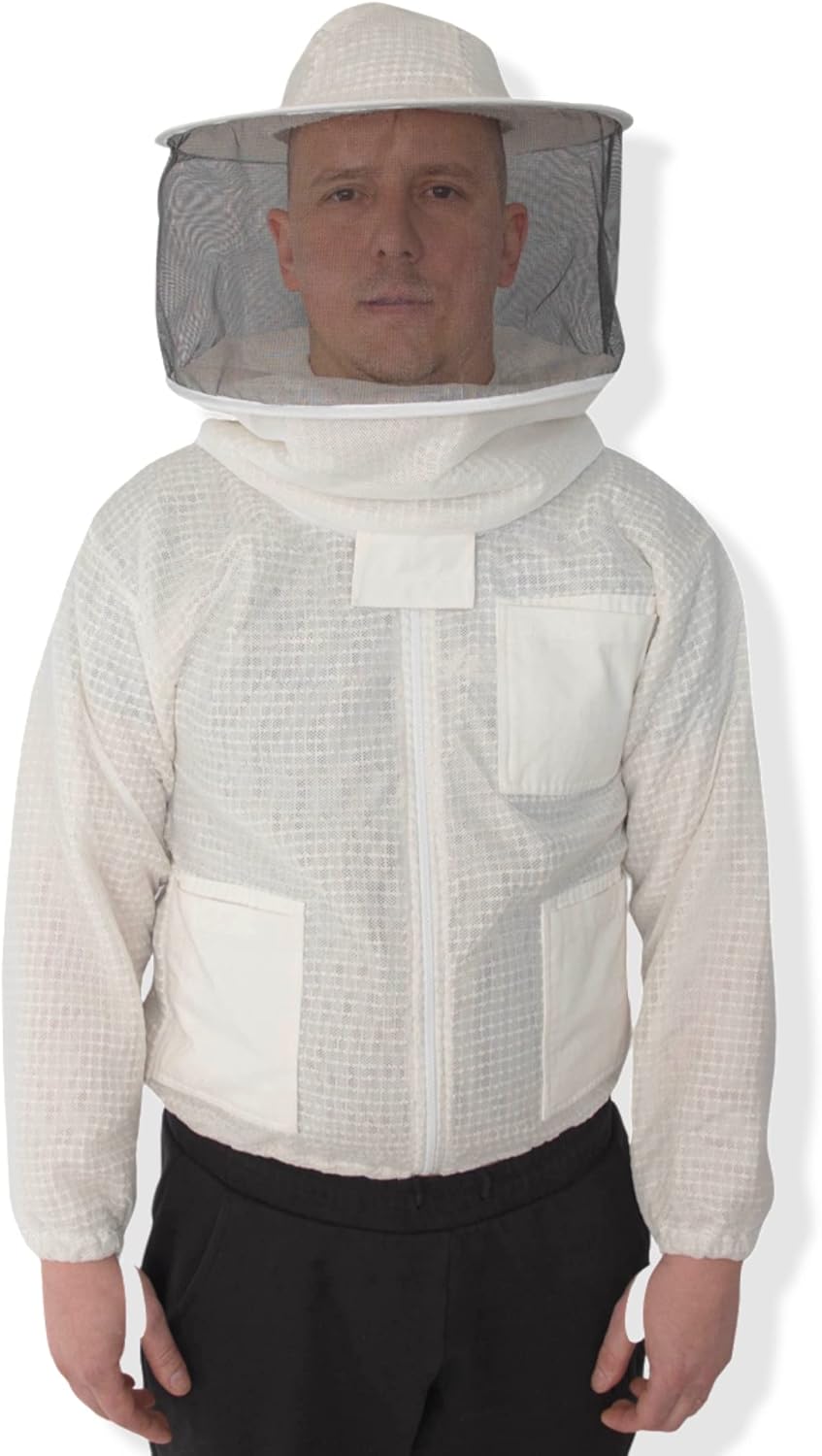 Amazon.com: BEEATTIRE Ventilated Bee Jacket Round Hood - 3 Layer Mesh ...