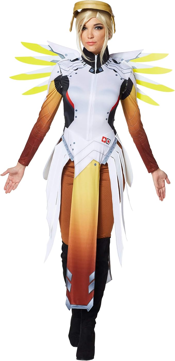 Amazon.com: Adult Mercy Overwatch Costume | OFFICIALLY LICENSED ...