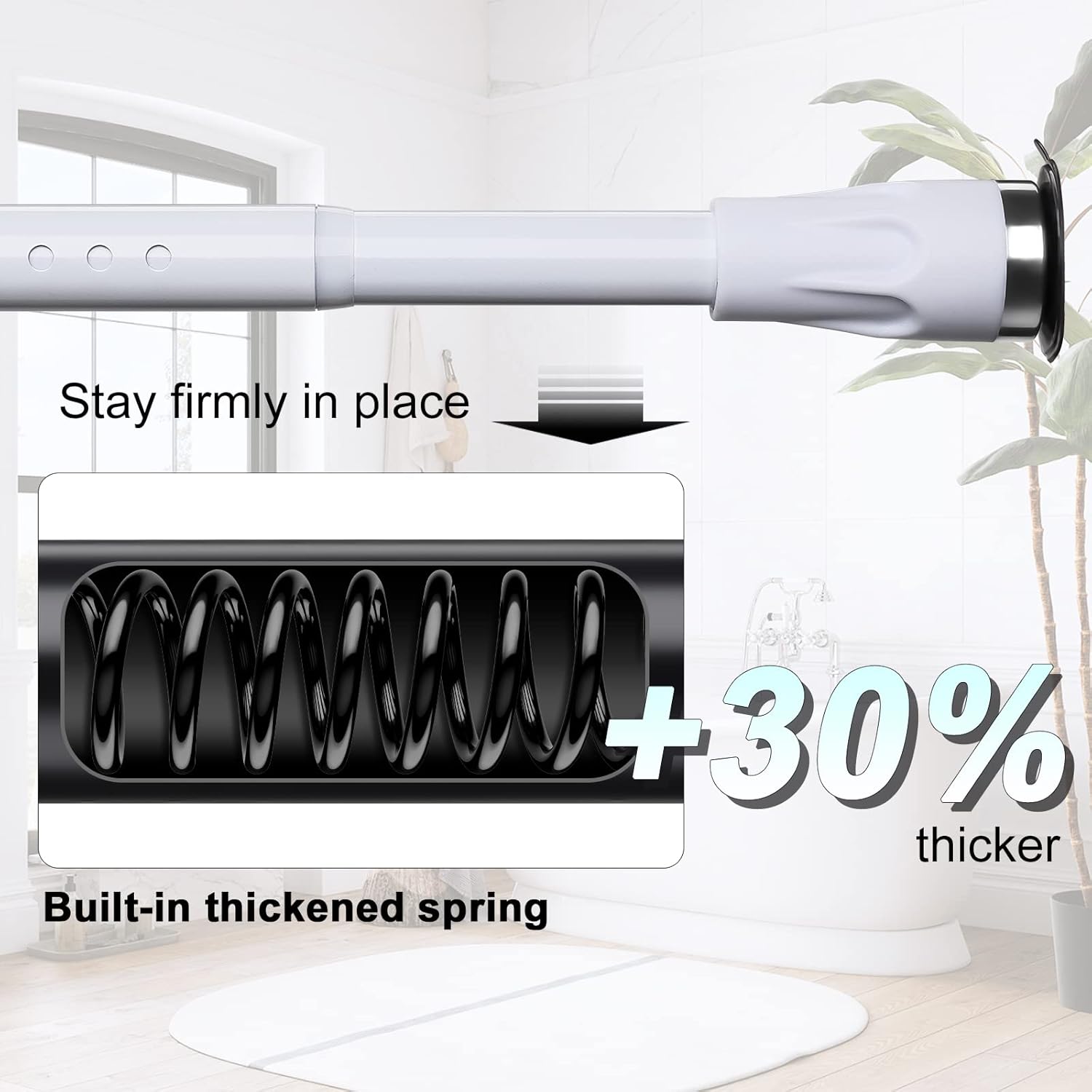 INFLATION Shower Curtain Rod 105-151 cm, No Drilling Stainless Steel ...