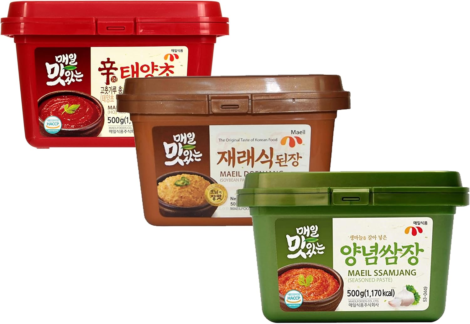 Maeil Korean Paste 500g (Assorted Pack of 3) (Gochujang,Ssamjang and ...