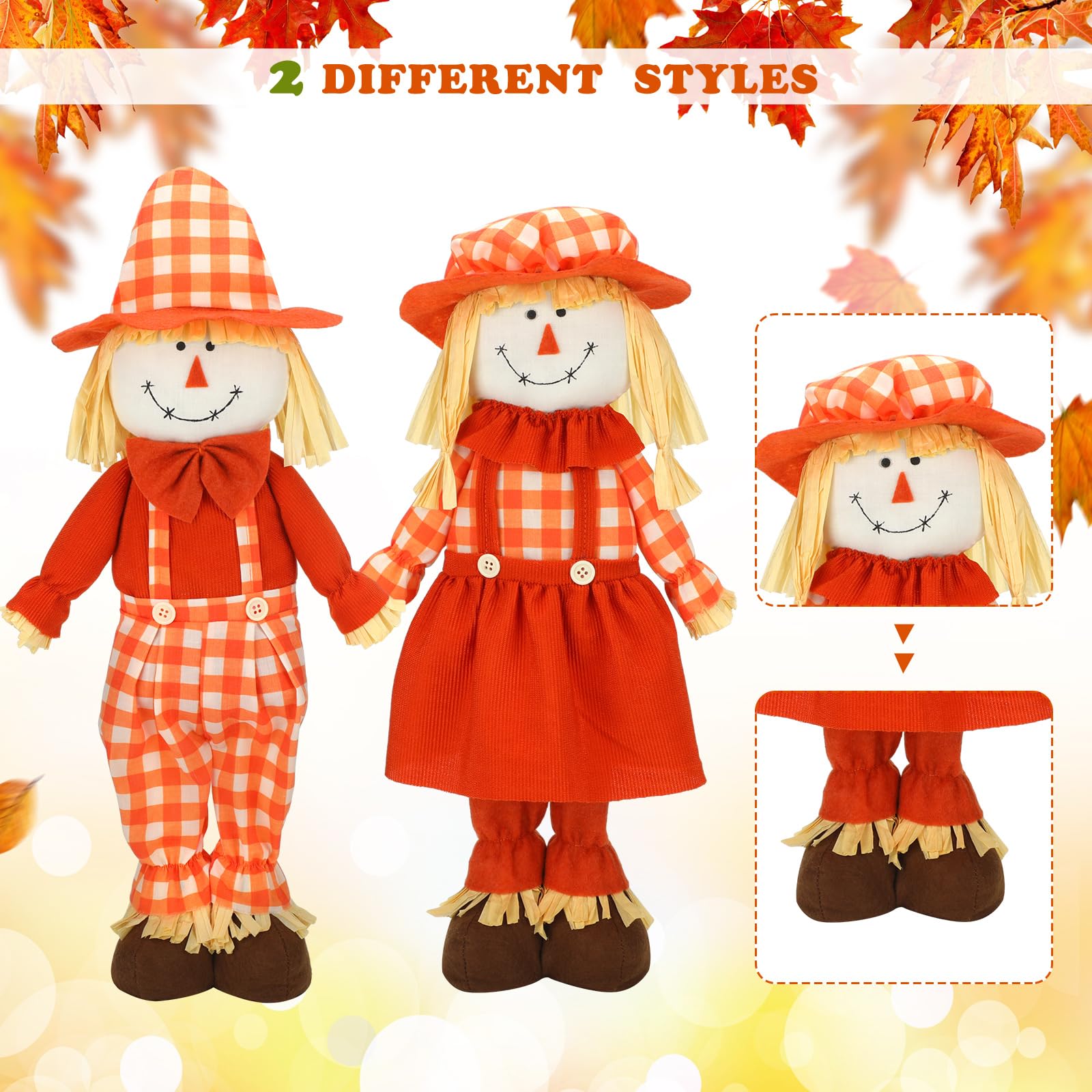 20 Inches Height Thanksgiving Scarecrow Standing Fall Scarecrow Boy and ...