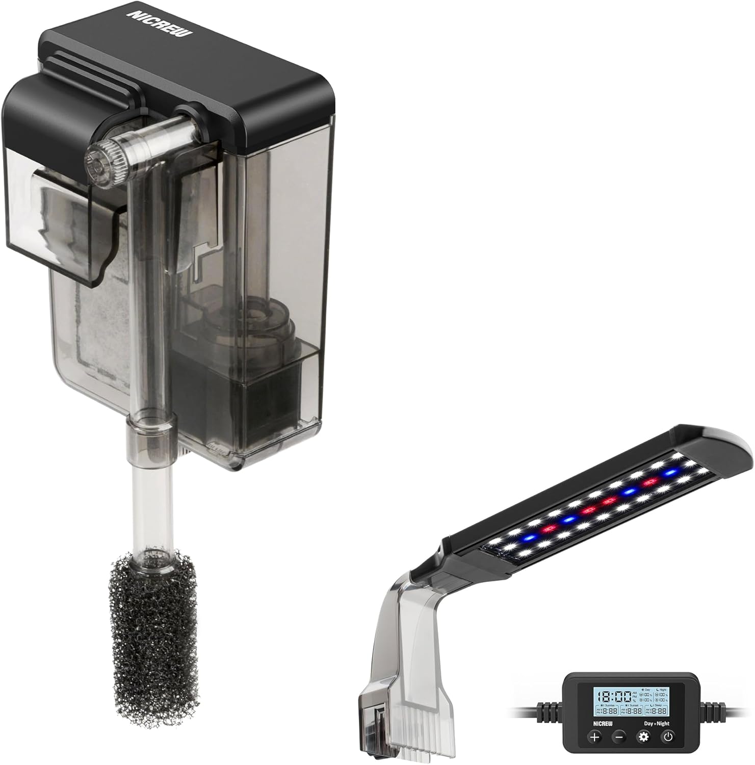 Amazon.com : NICREW Slim Aqaurium Filter & Clip on Aquarium Light : Pet ...