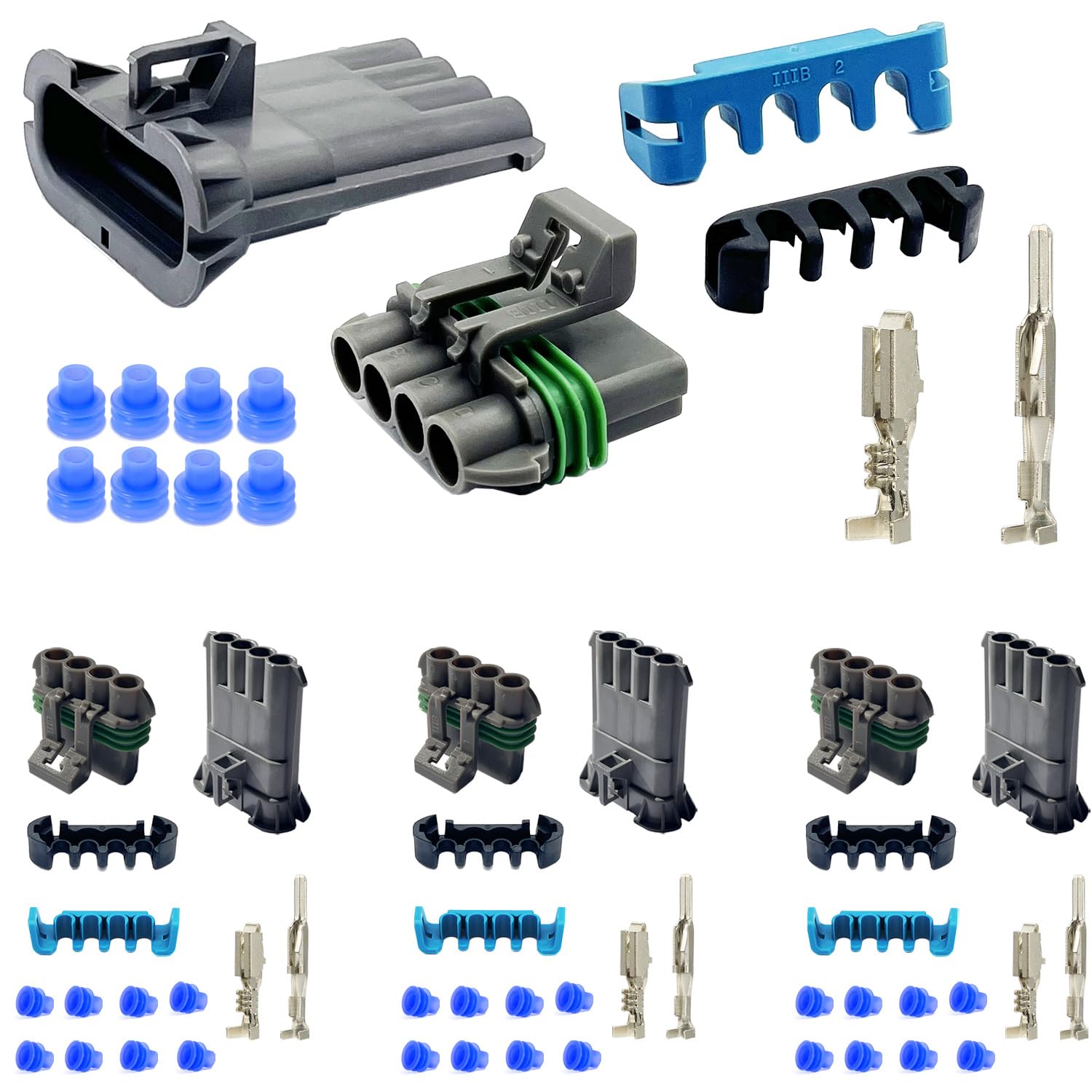 Snapklik.com : Twippo 14-12 AWG 4 Pin Connector Weather Pack Connectors ...