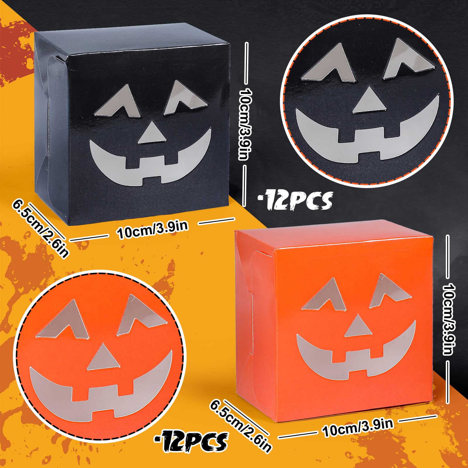 AnyDesign 24Pcs Halloween Treat Boxes Orange Black Cardboard Box with ...
