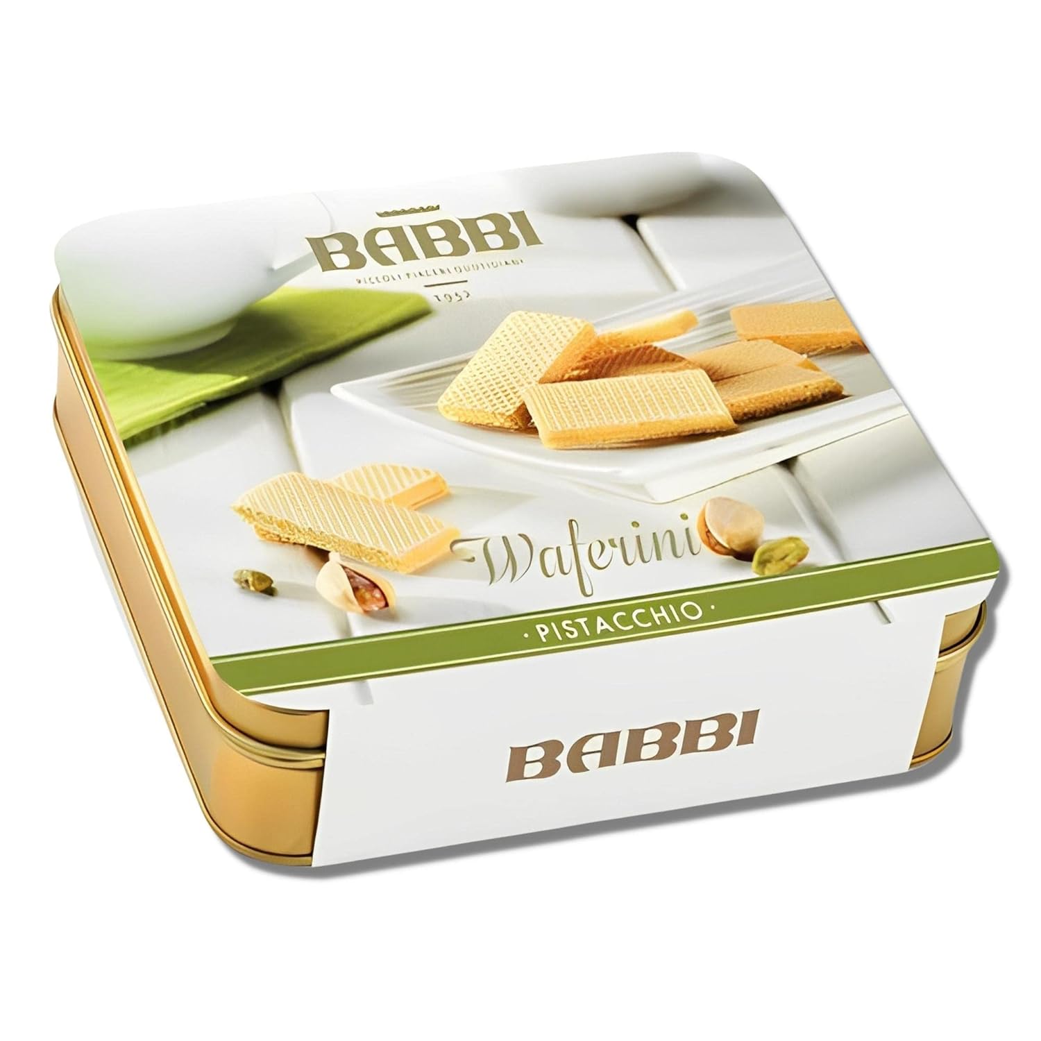 Amazon.com: Babbi Gran Waferini Gold Tin - Italian Pistachio Wafer ...