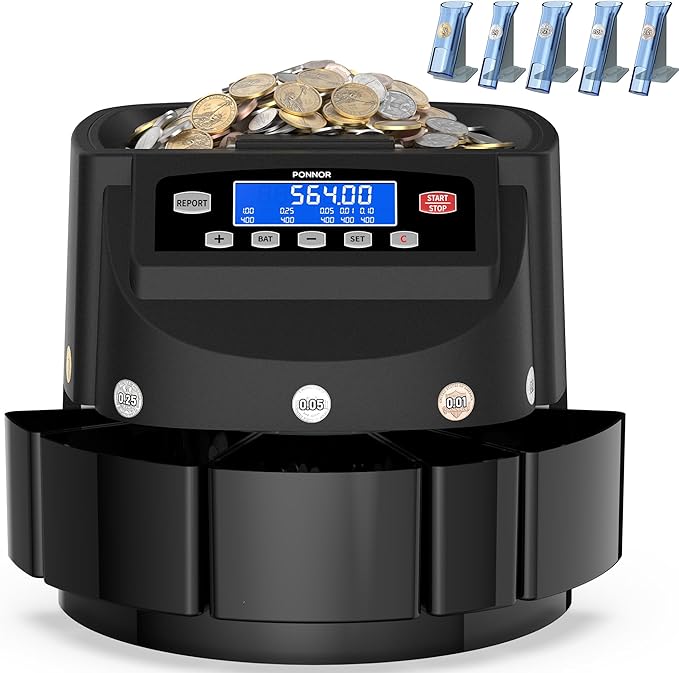 Amazon.com : PONNOR Coin Counter Machine Sorter Change and Wrapper ...