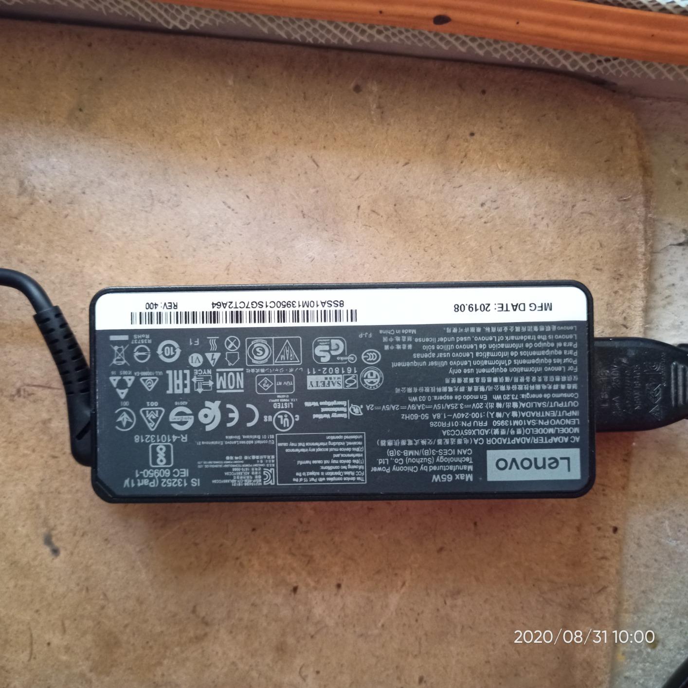 Lenovo 65W 20V 3.25A Standard USB Type-C AC Adapter Charger ...