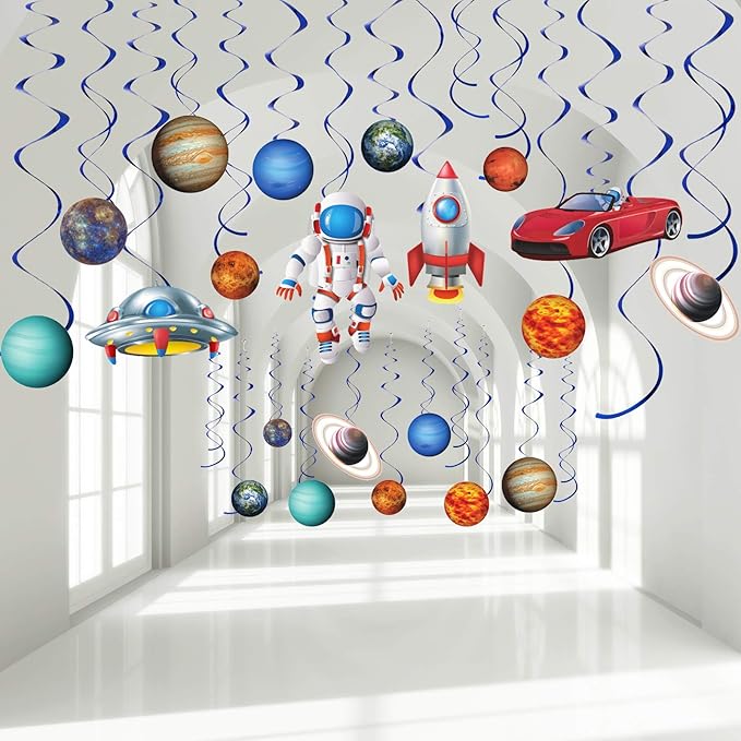 Amazon.com: Blulu 30 Pcs Outer Space Party Decoration Hanging Swirls ...