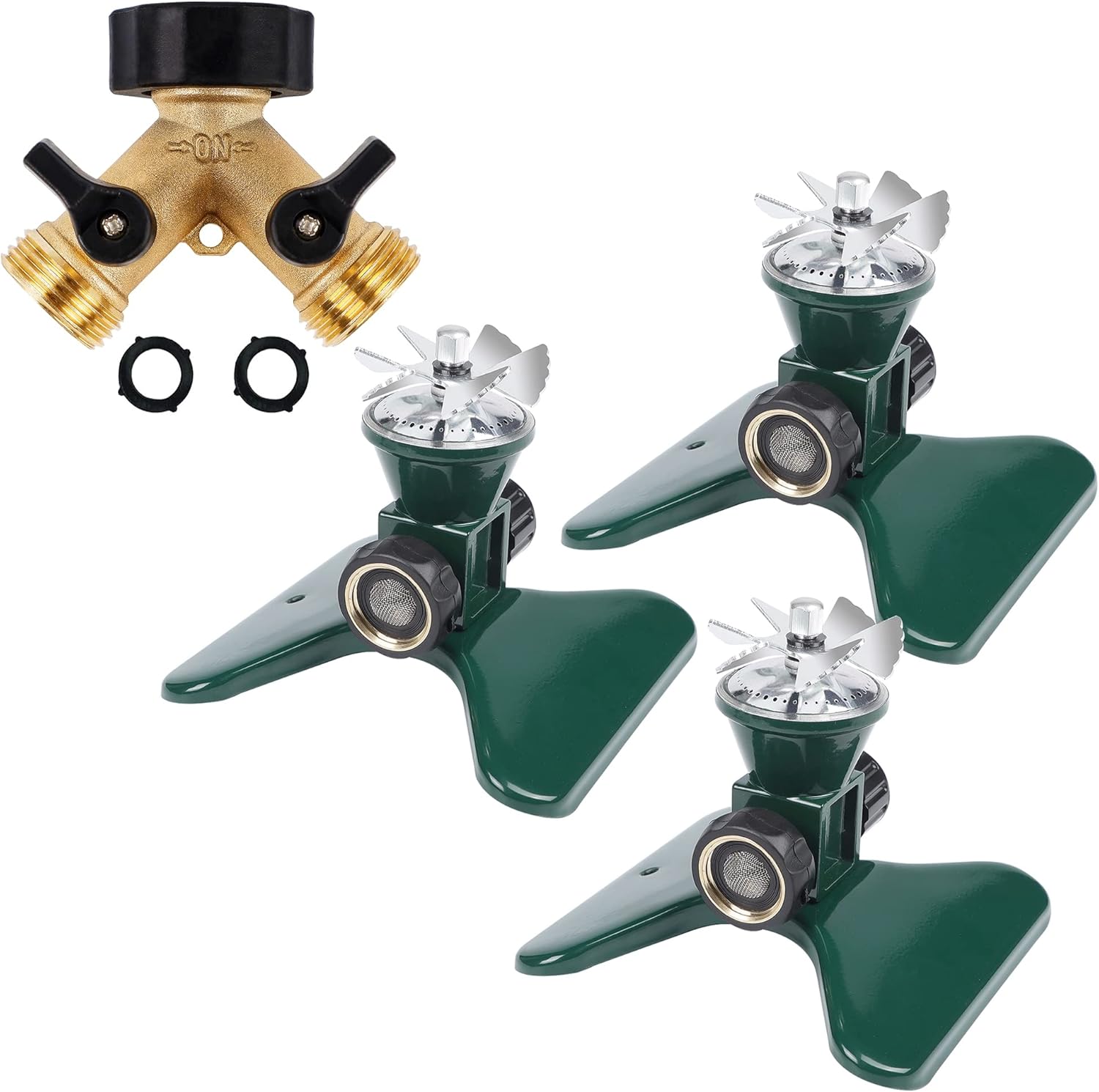 Amazon.com: Biswing Garden Hose Splitter 2 Way & 3 Pack Lawn Sprinkler ...