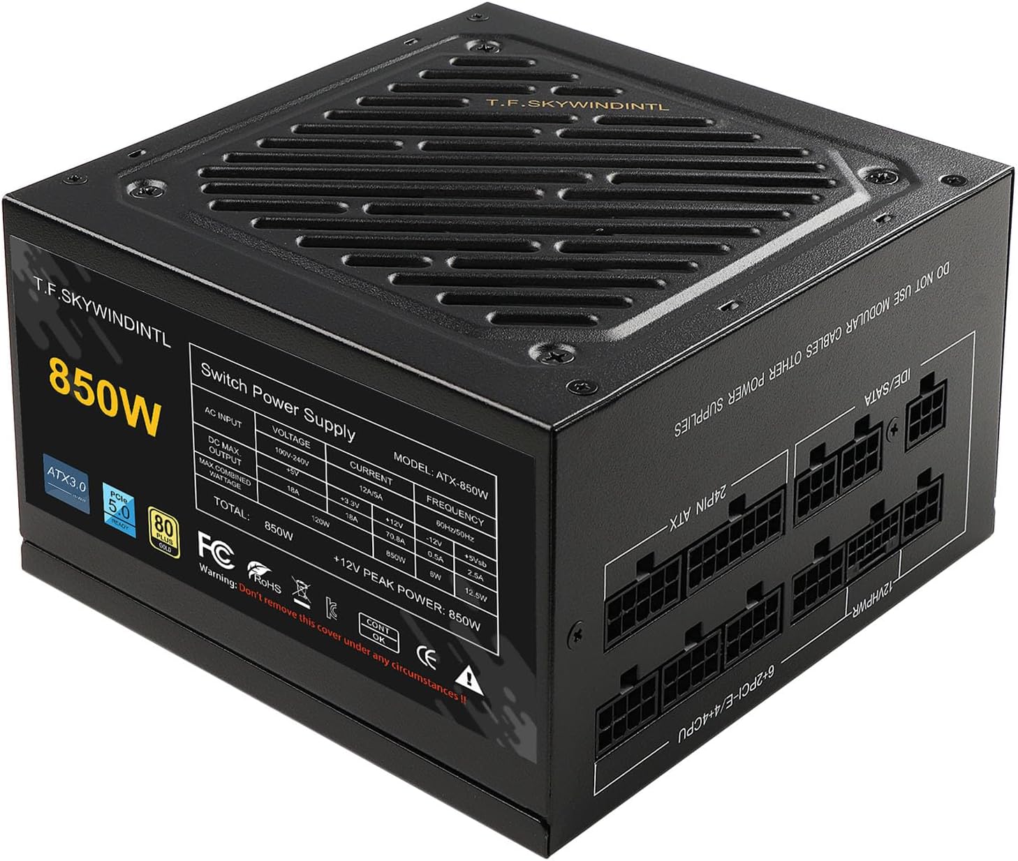 Amazon.com: 850W PSU ATX 3.0 PCIE 5.0 80 Plus Gold Fully Modular Power ...